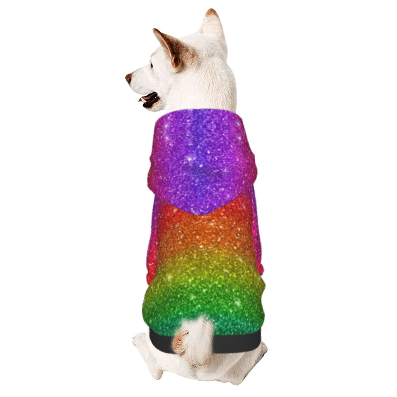 Bingfone Rainbow Glitter Dog Clothes Hoodie, Pet Winter Coat,Puppy ...
