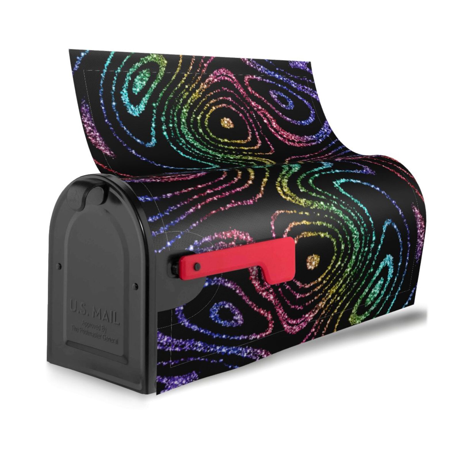 Bingfone Rainbow Glitter Magnetic Mailbox Cover Standard Size for Garden Yard Outdoor ...
