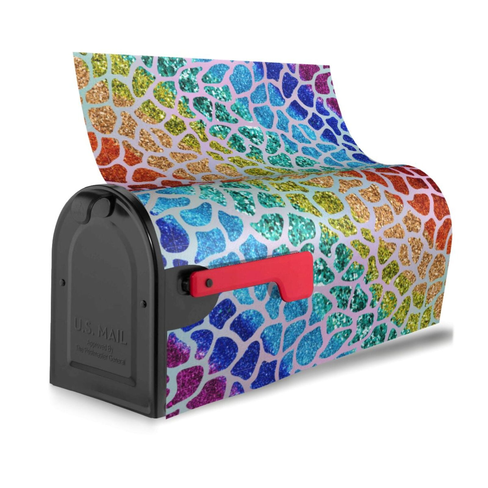 Bingfone Rainbow Glitter Magnetic Mailbox Cover Standard Size for Garden Yard Outdoor ...