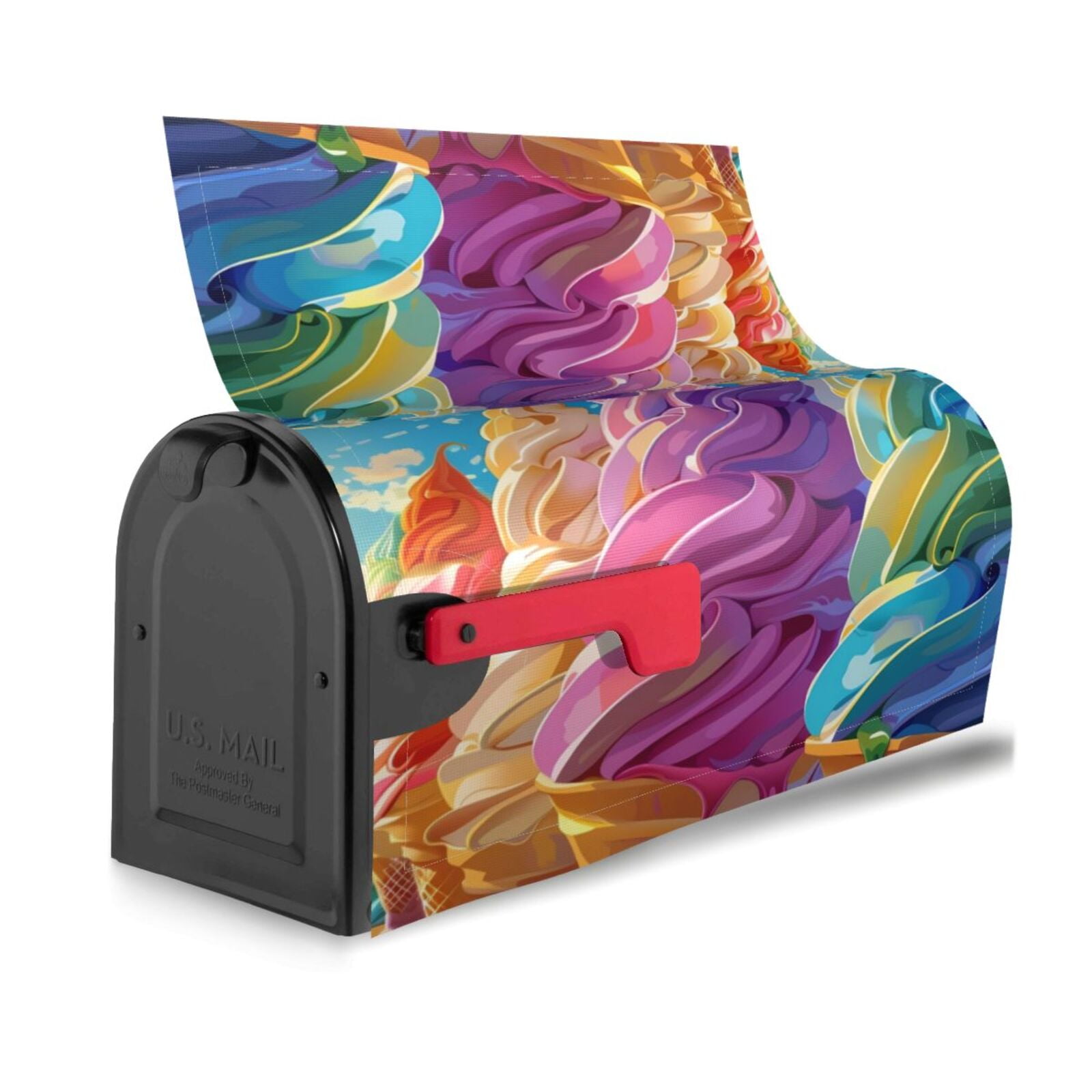 Bingfone Rainbow Melting Ice Cream Magnetic Mailbox Cover Standard Size ...