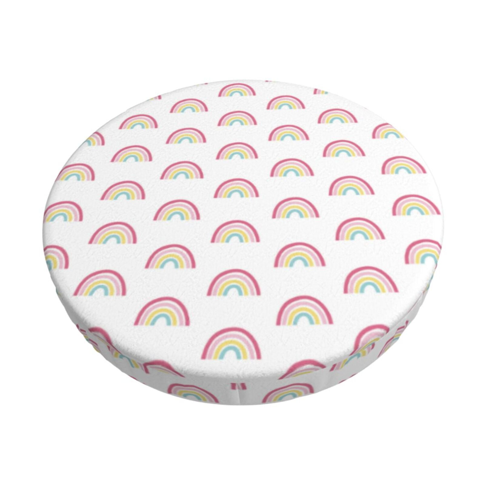 Bingfone Rainbow Padded Round Bar Stool Cover Cushion with Elastic ...