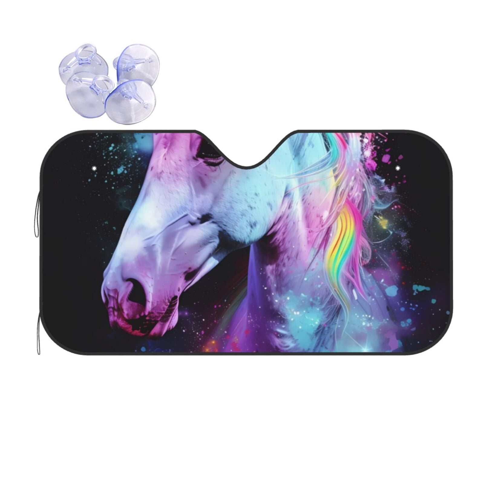 Bingfone Rainbow Spotted White Horse Car Windshield Sun Shade Protector ...
