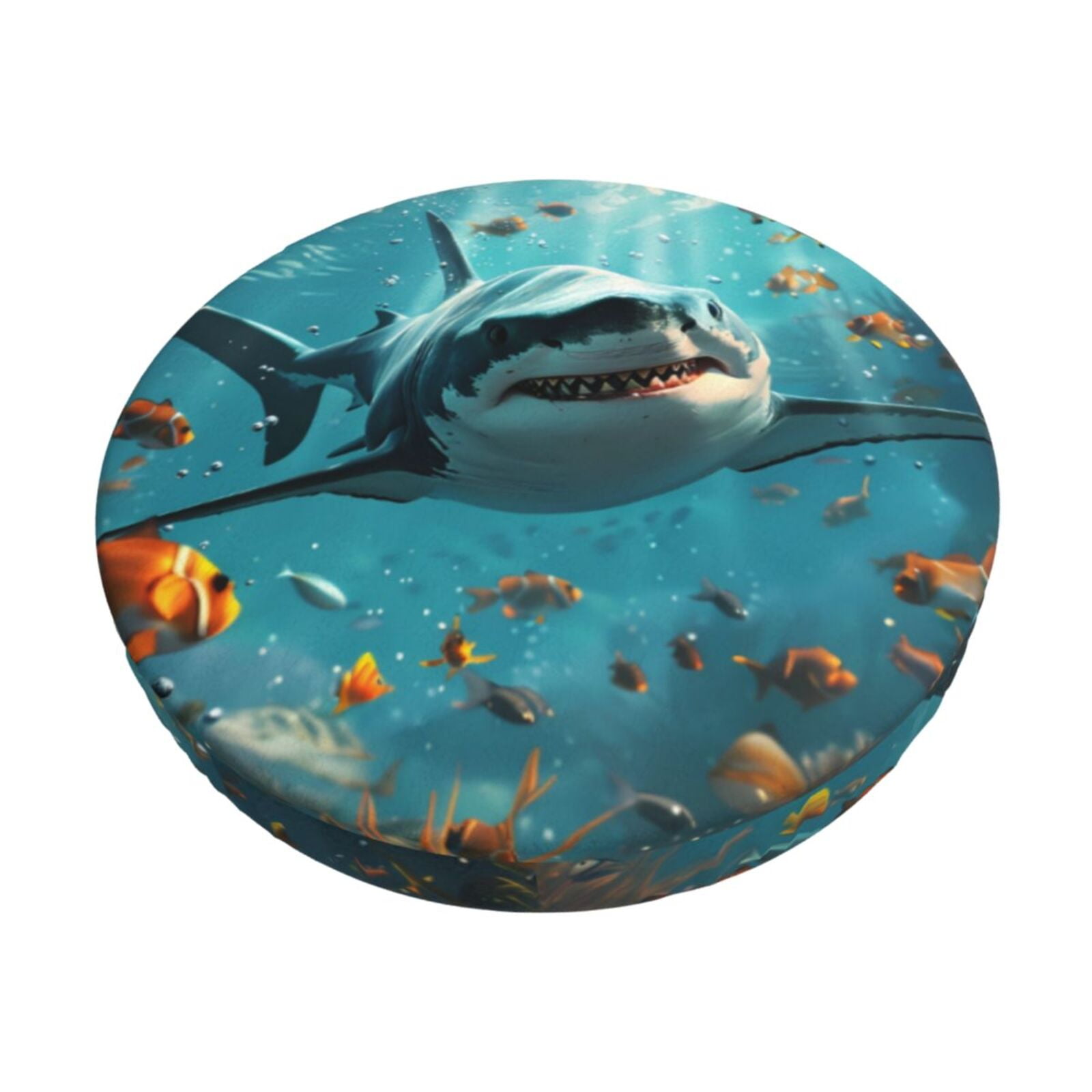 Bingfone Realistic Ocean Shark Padded Round Bar Stool Cover Cushion ...