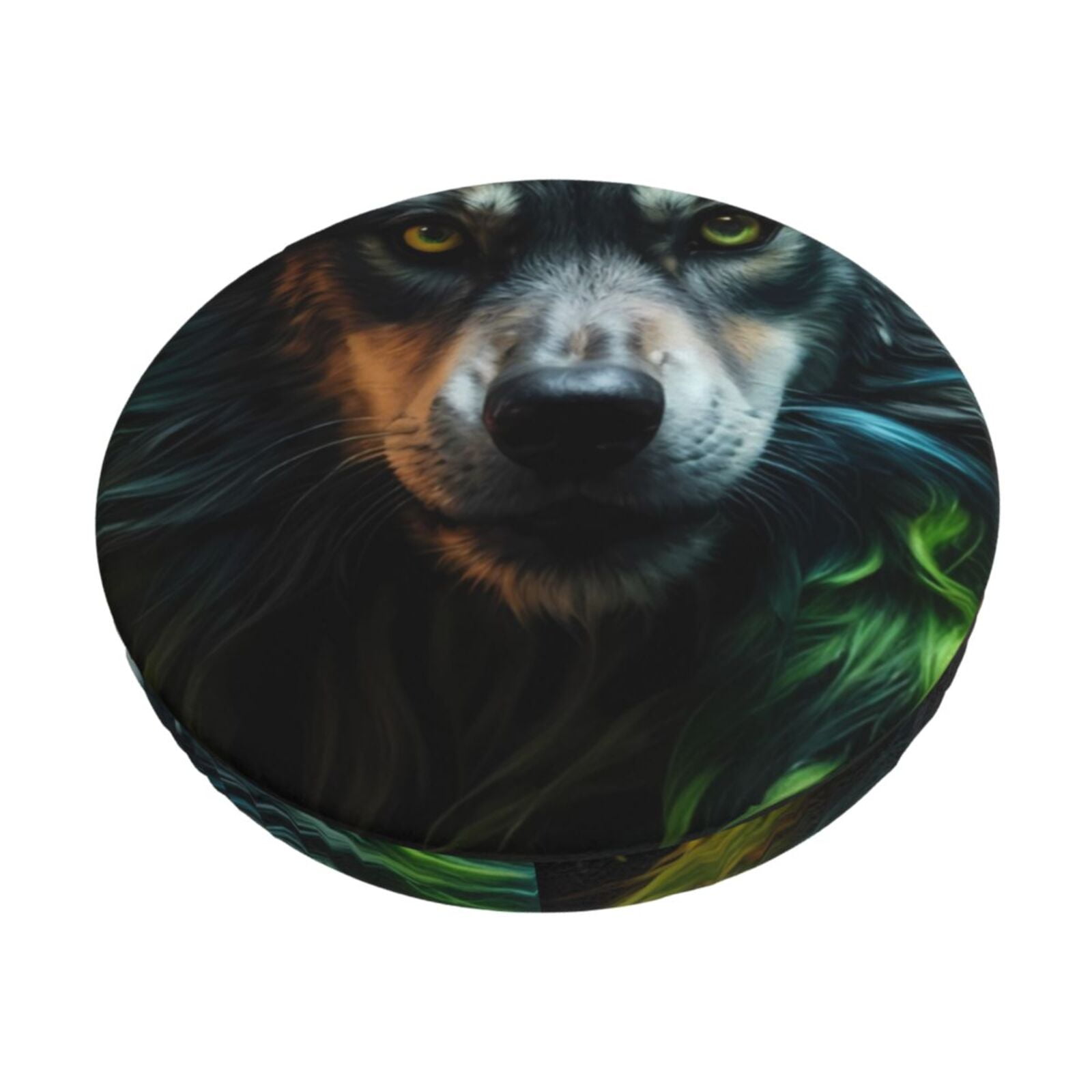 Bingfone Realistic Style Colorful Wolf A Padded Round Bar Stool Cover ...