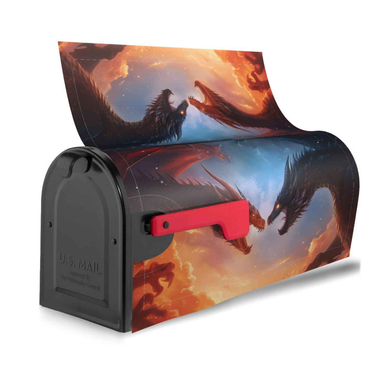 Bingfone Red And Blue Fire Cloud Dragon Magnetic Mailbox Cover Standard ...