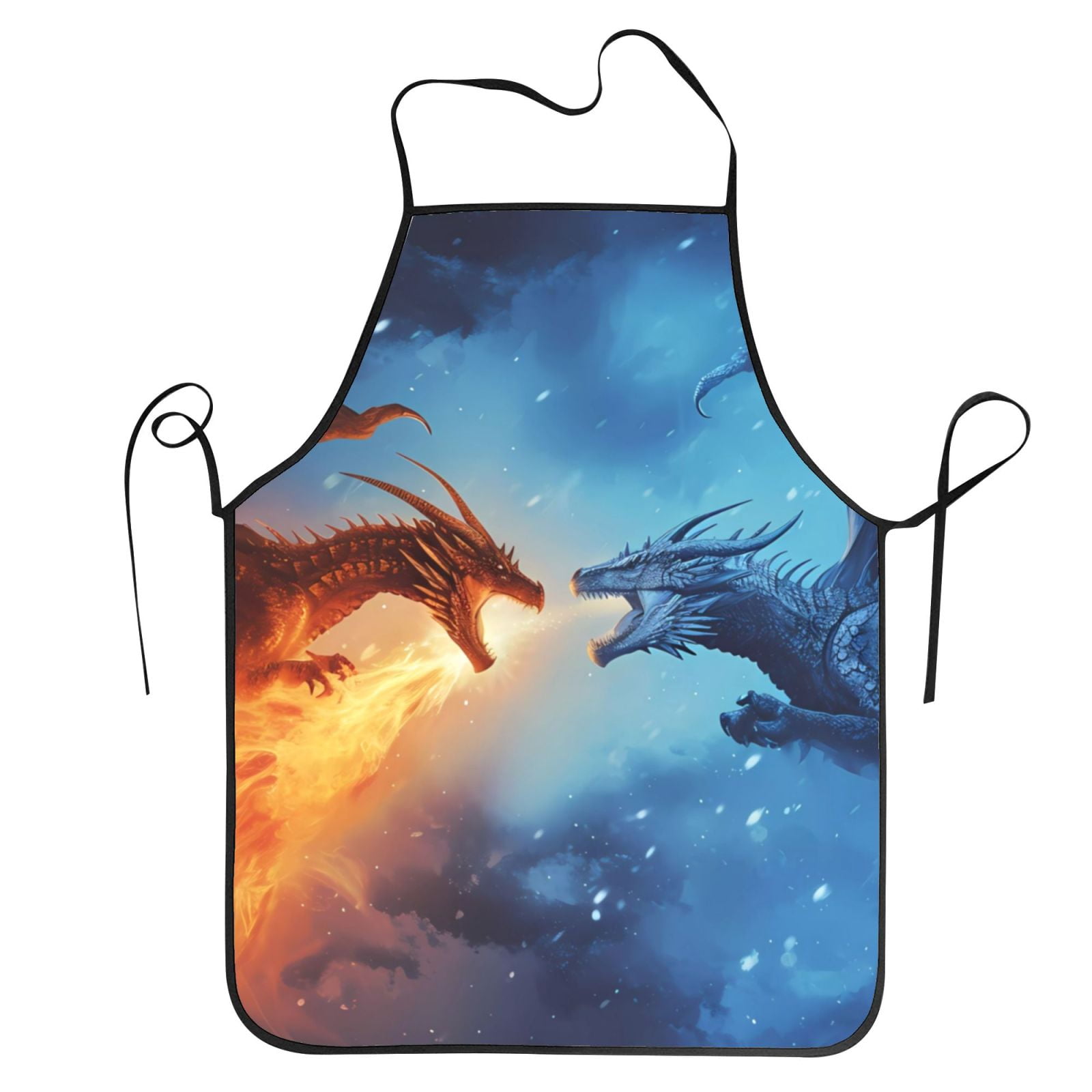 Bingfone Red And Blue Fire Dragon A for Tie-up Apron, Unisex Waterproof ...