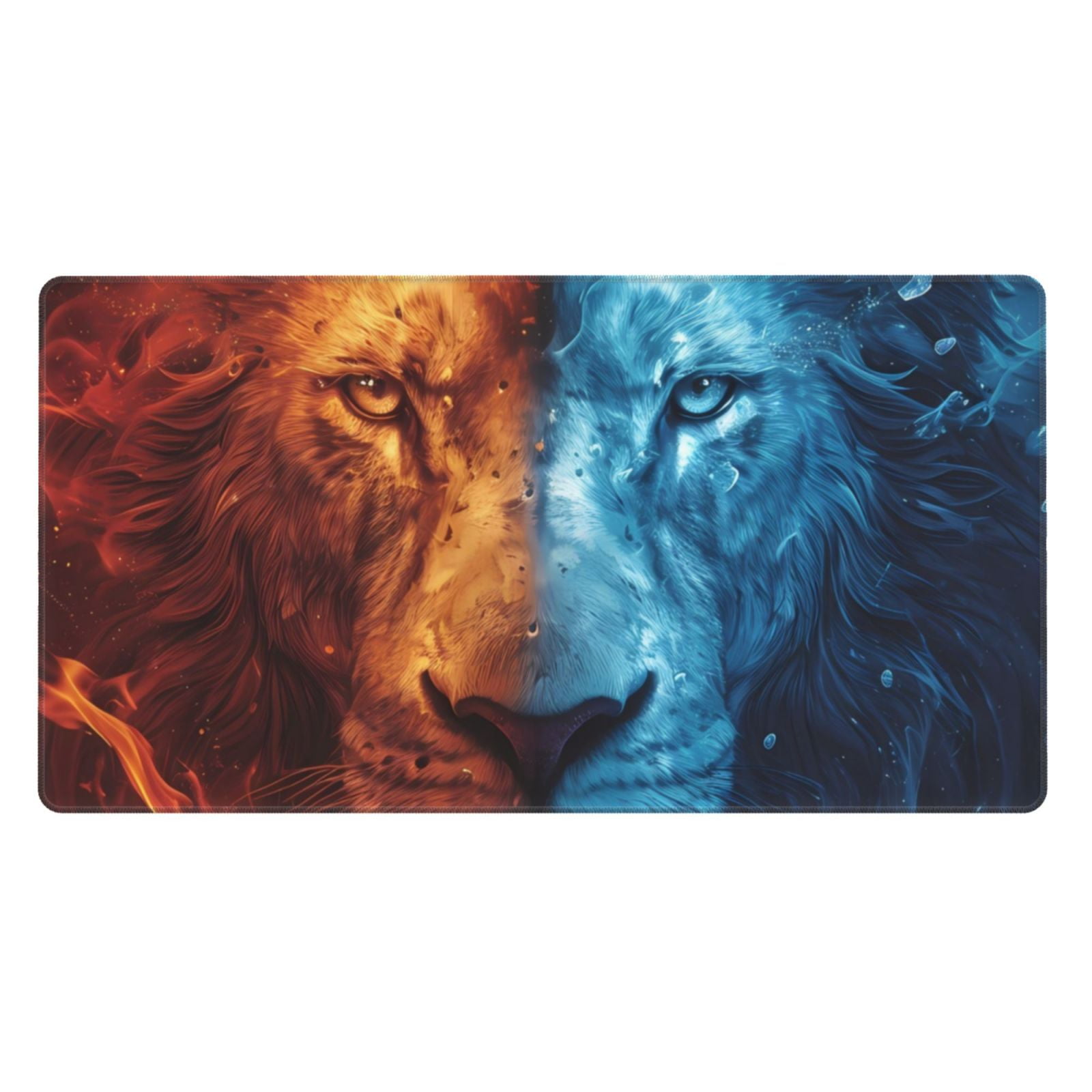 Bingfone Red And Blue Fire Lion Large Gaming Mouse Pad,Extended Desk ...