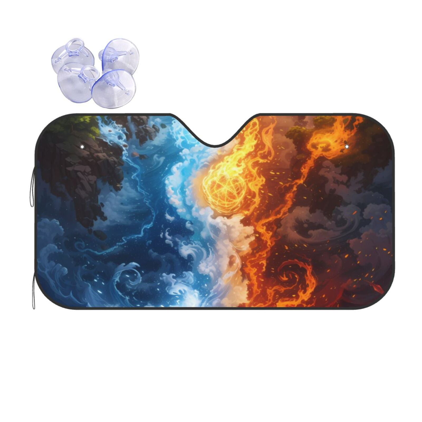 Bingfone Red And Blue Flame Waves Car Windshield Sun Shade Protector ...
