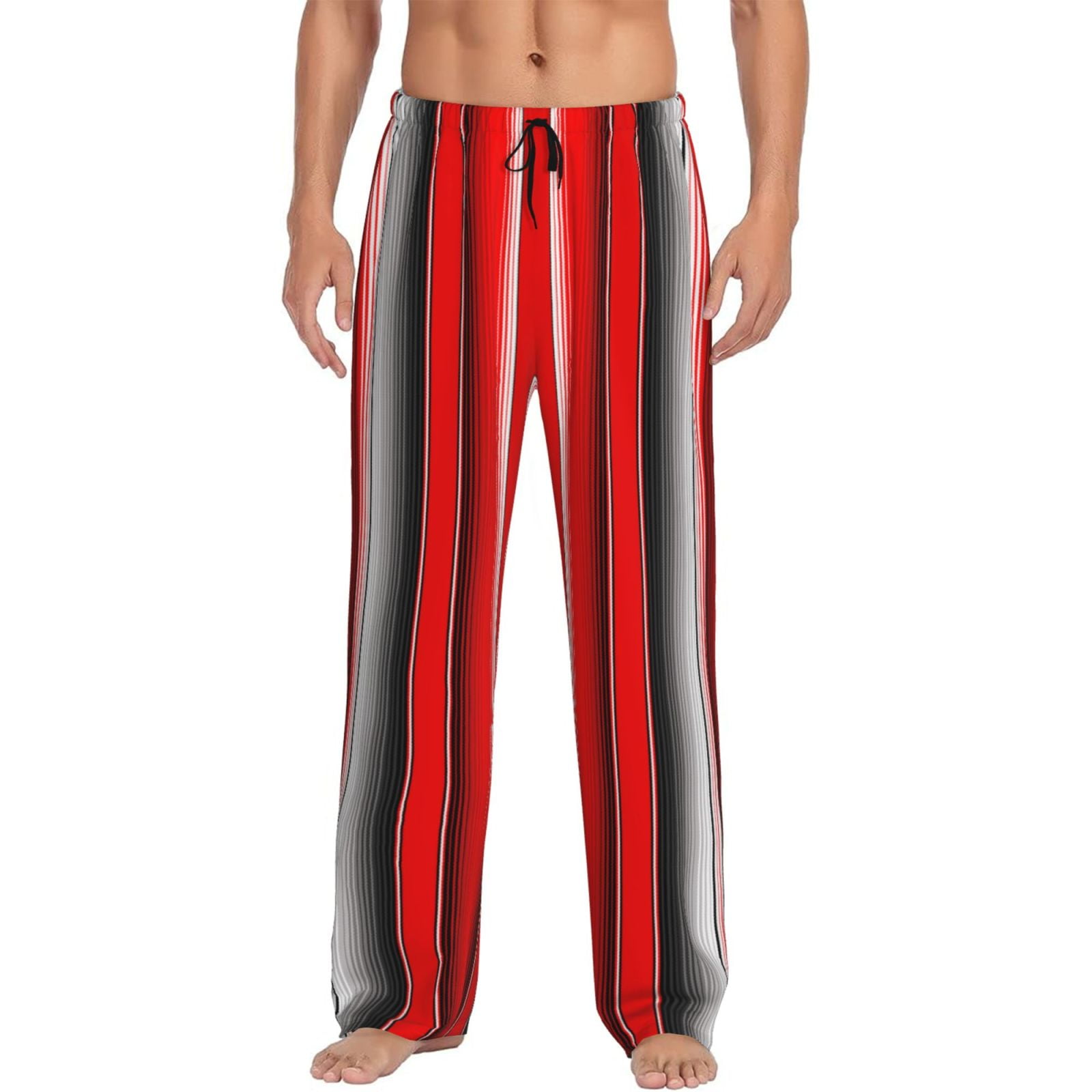 Bingfone Red Black and White Serape Blanket Stripes Mens All Over Print ...