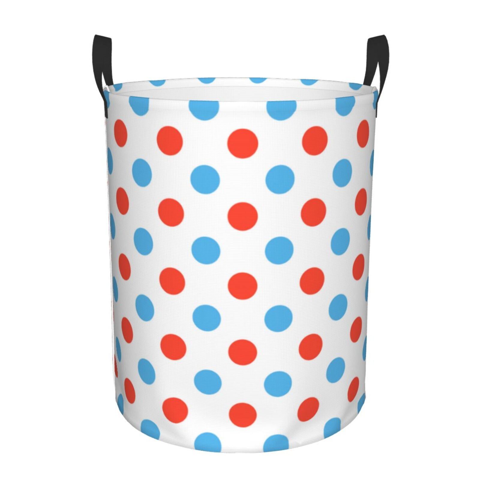 Bingfone Red Blue Polka Dots Waterproof Foldable Laundry Hamper Bucket ...