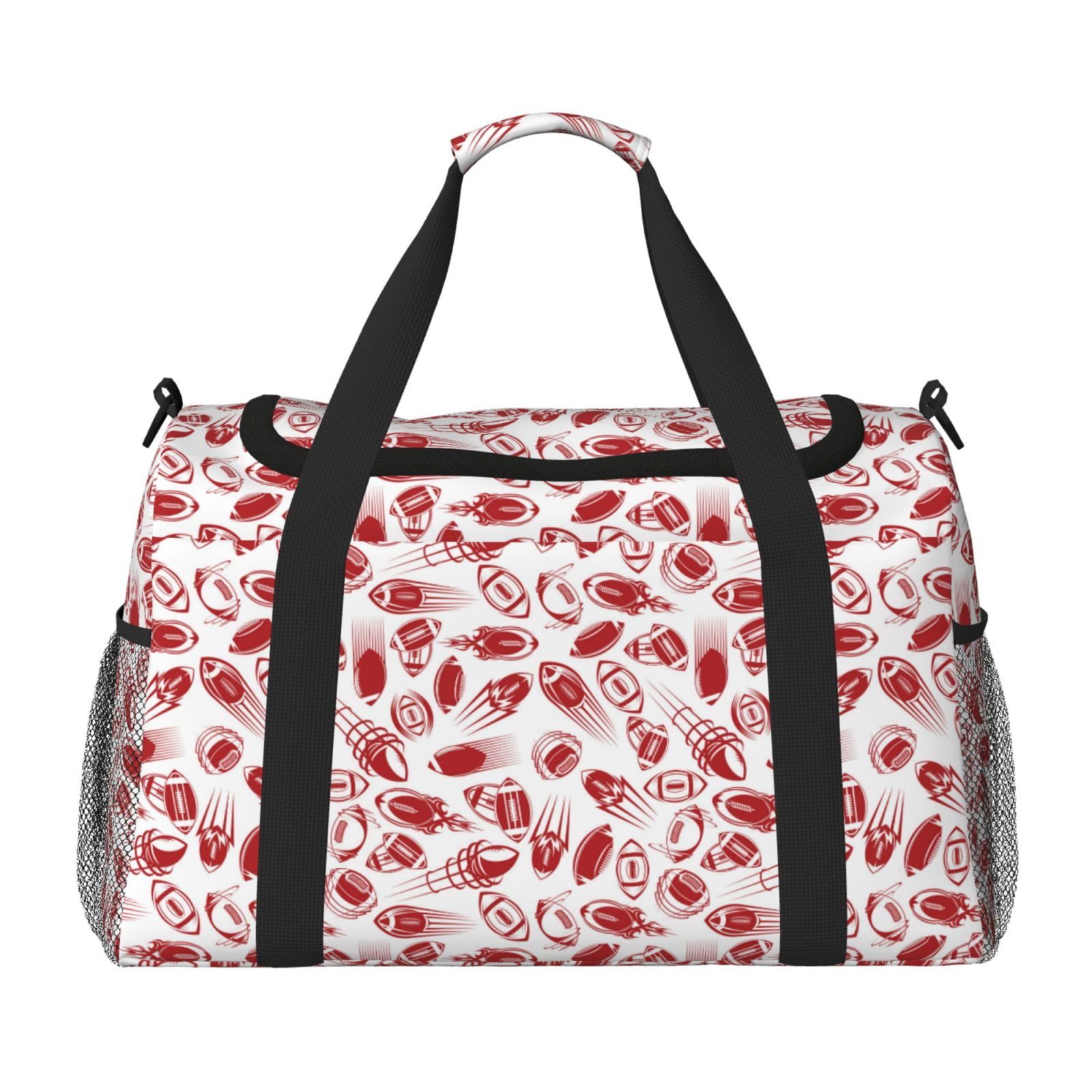 Bingfone Red Football Print Travel Duffel Tote Bag,Waterproof Shoulder ...