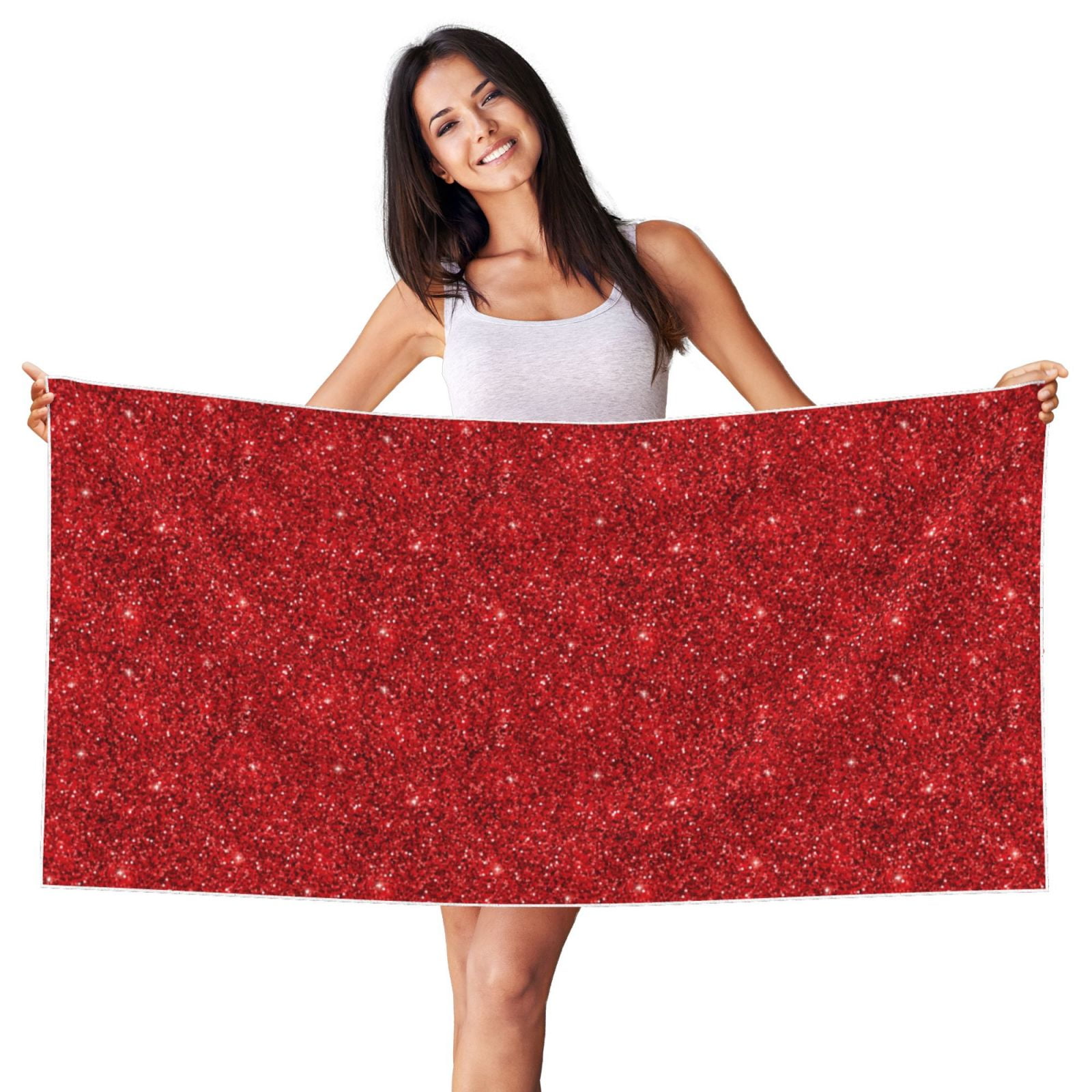 Bingfone Red Glitter Oversized 27.7x55 Inches Beach Towel, Super ...