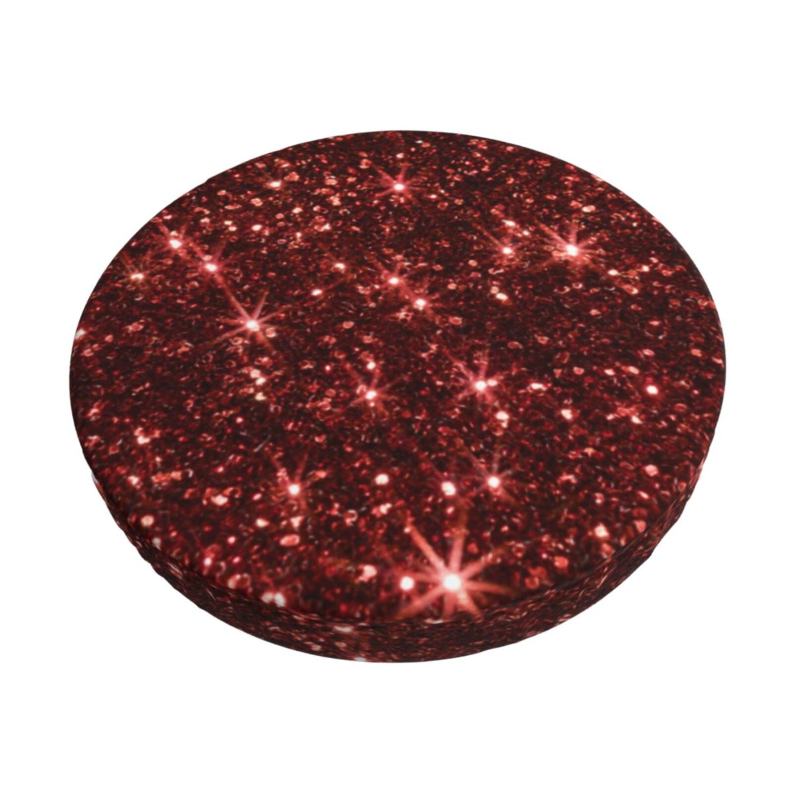 Bingfone Red Glitter Texture Padded Round Bar Stool Cover Cushion with ...