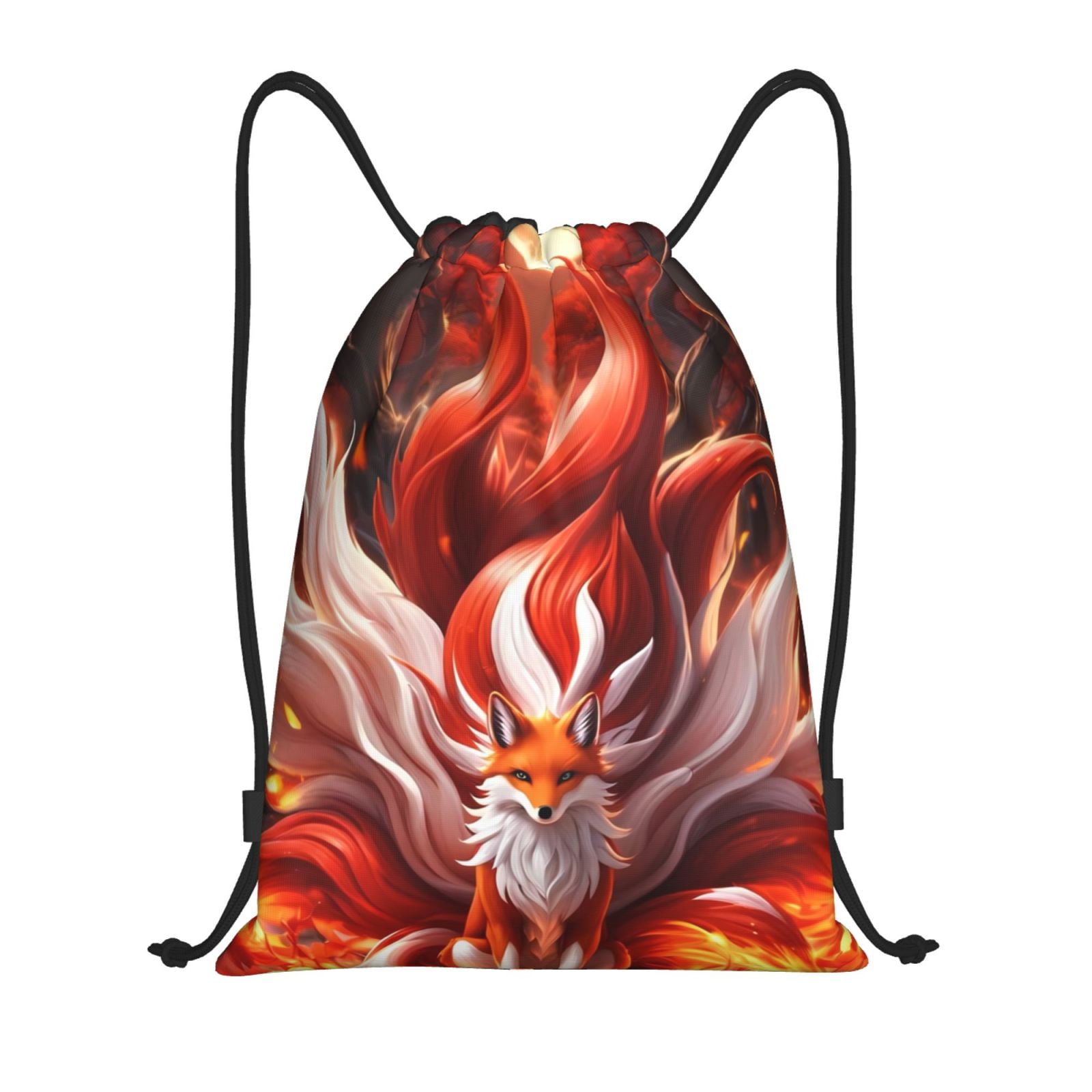 Bingfone Red Leaf Flame Fox Drawstrings Backpacks Bags for Men Women ...