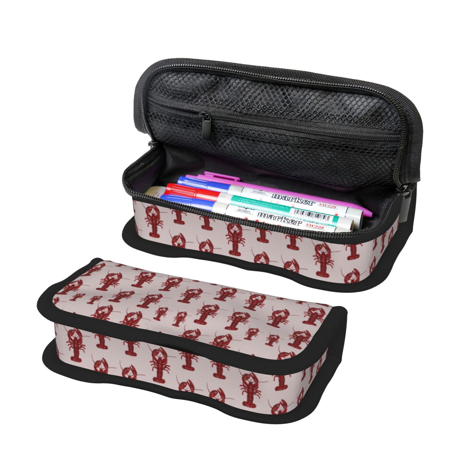Bingfone Red Lobster With Claws Print Pencil Case Large Capacity Pencil ...