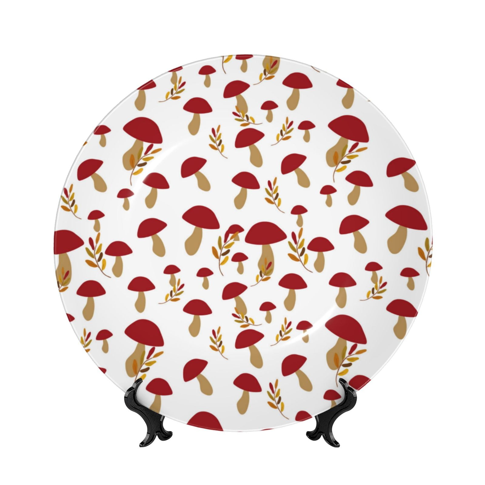 Bingfone Red Mushroom Print Bone China Dinner Decorative Plates ...