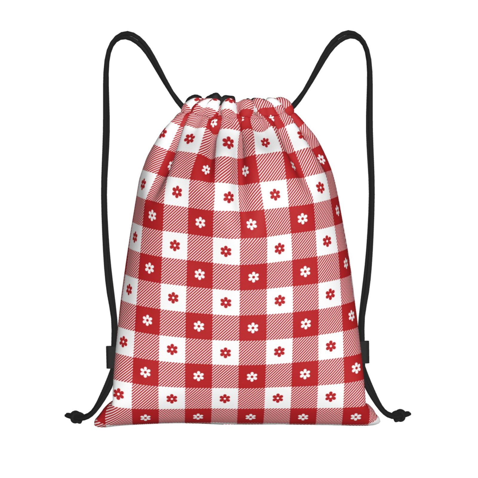 Bingfone Red Plaid Daisy Drawstrings Backpacks Bags for Men Women Gym ...