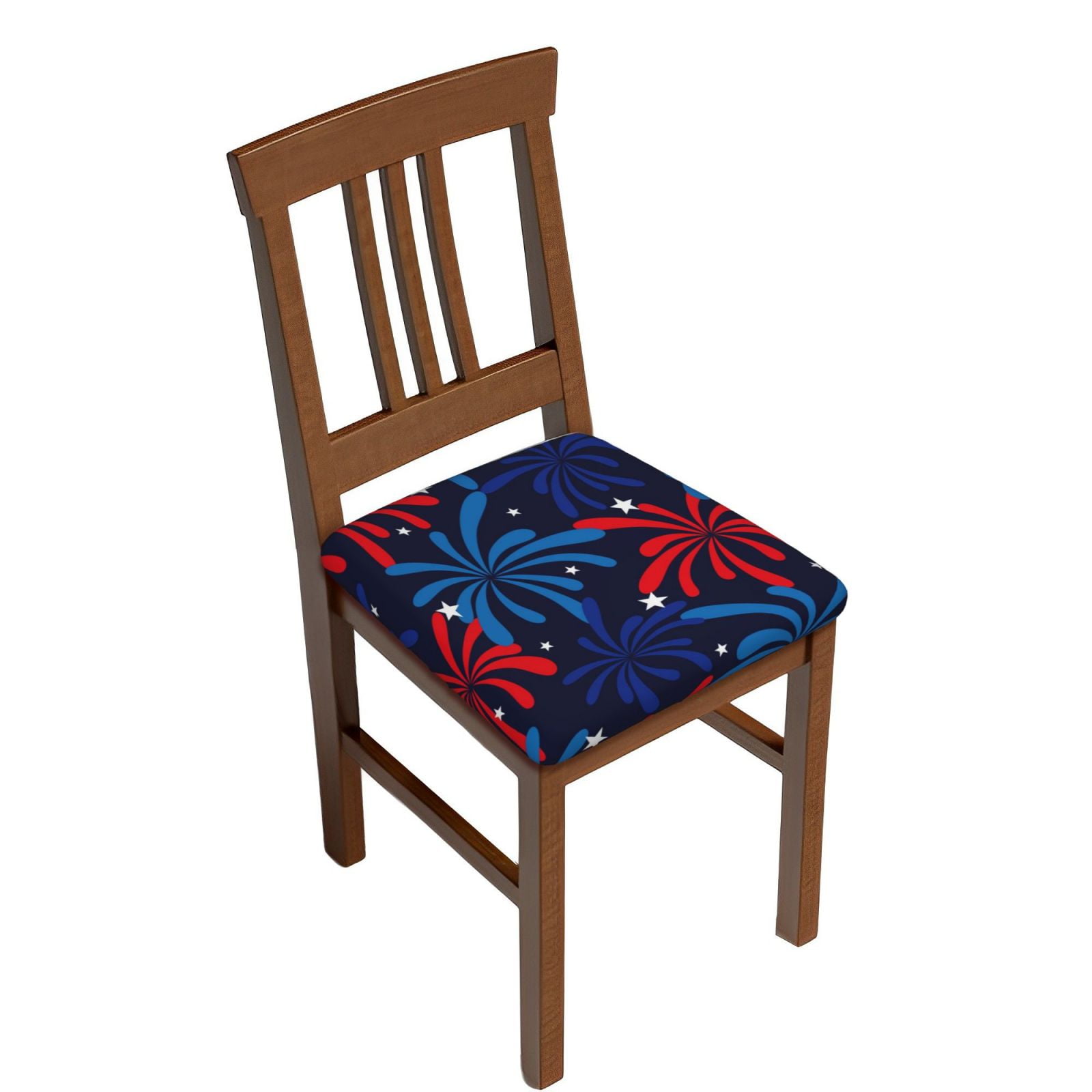 Bingfone Red White Blue Fireworks Restaurant Chair Seat Covers ...