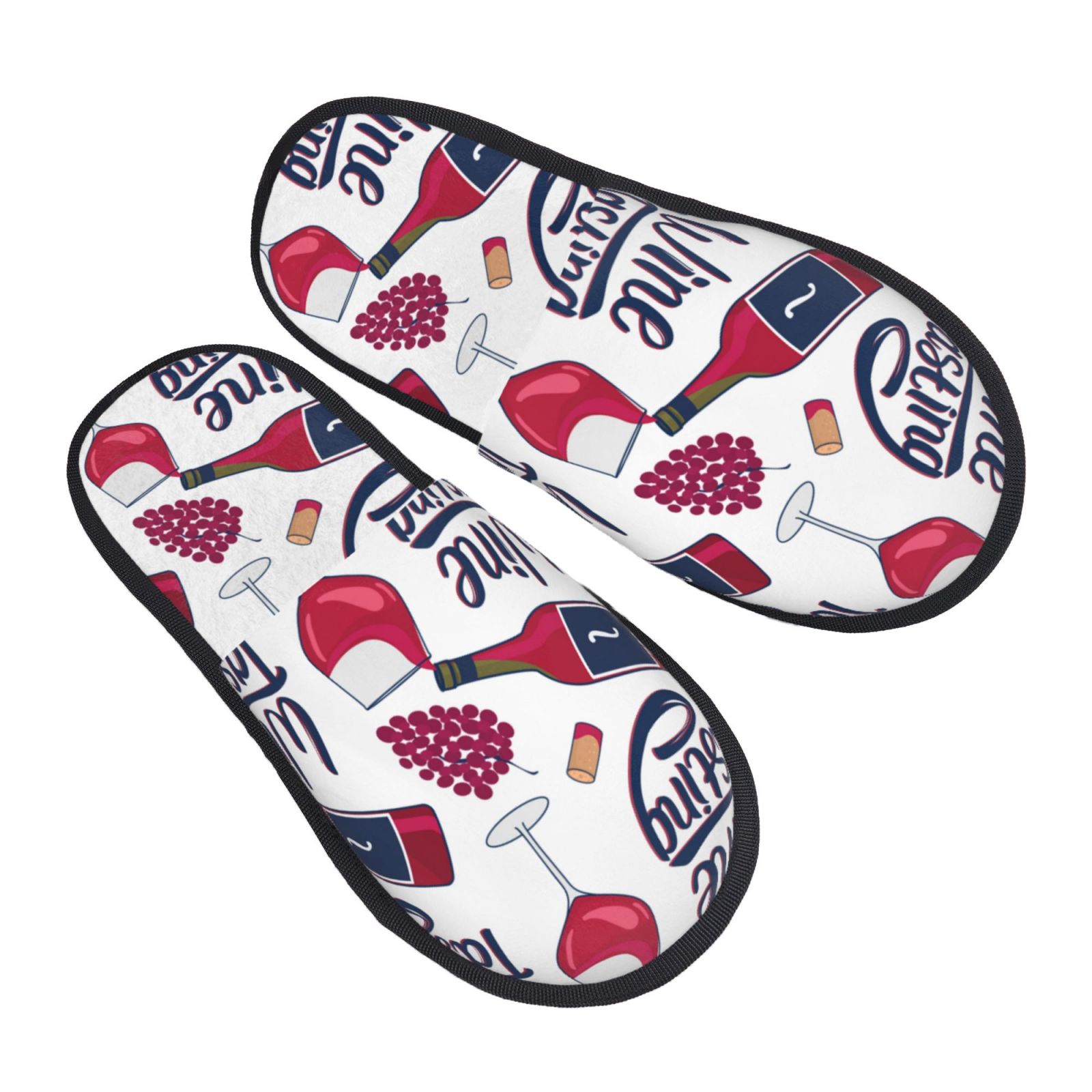 Bingfone Red Wine Glass Bottle House Slippers For Women Men With Soft ...