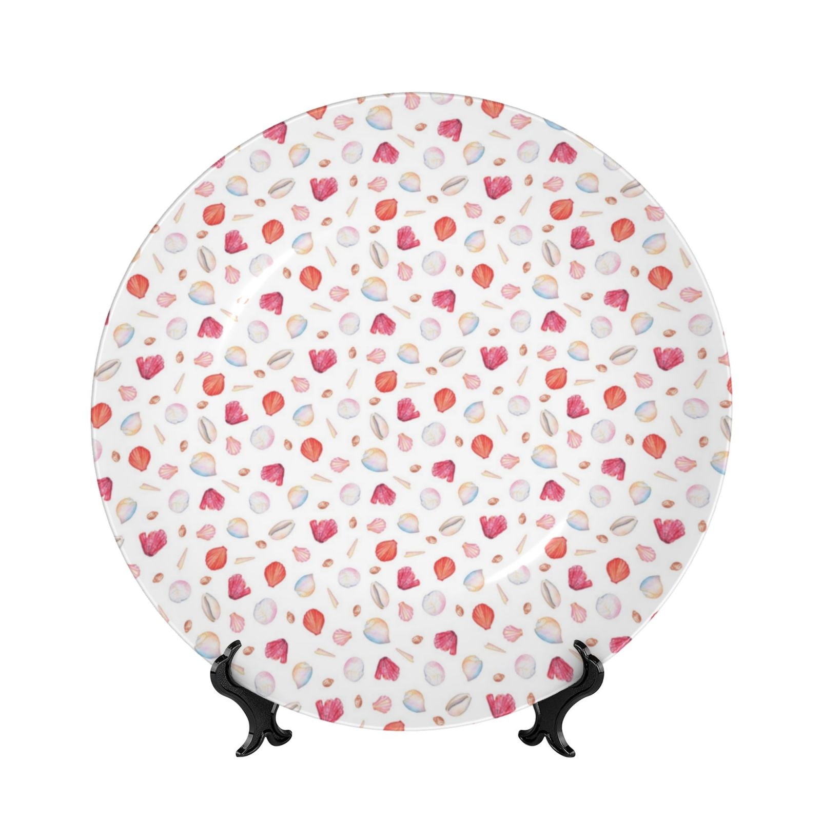 Bingfone Red coral and scallop seashell Print Bone China Dinner ...