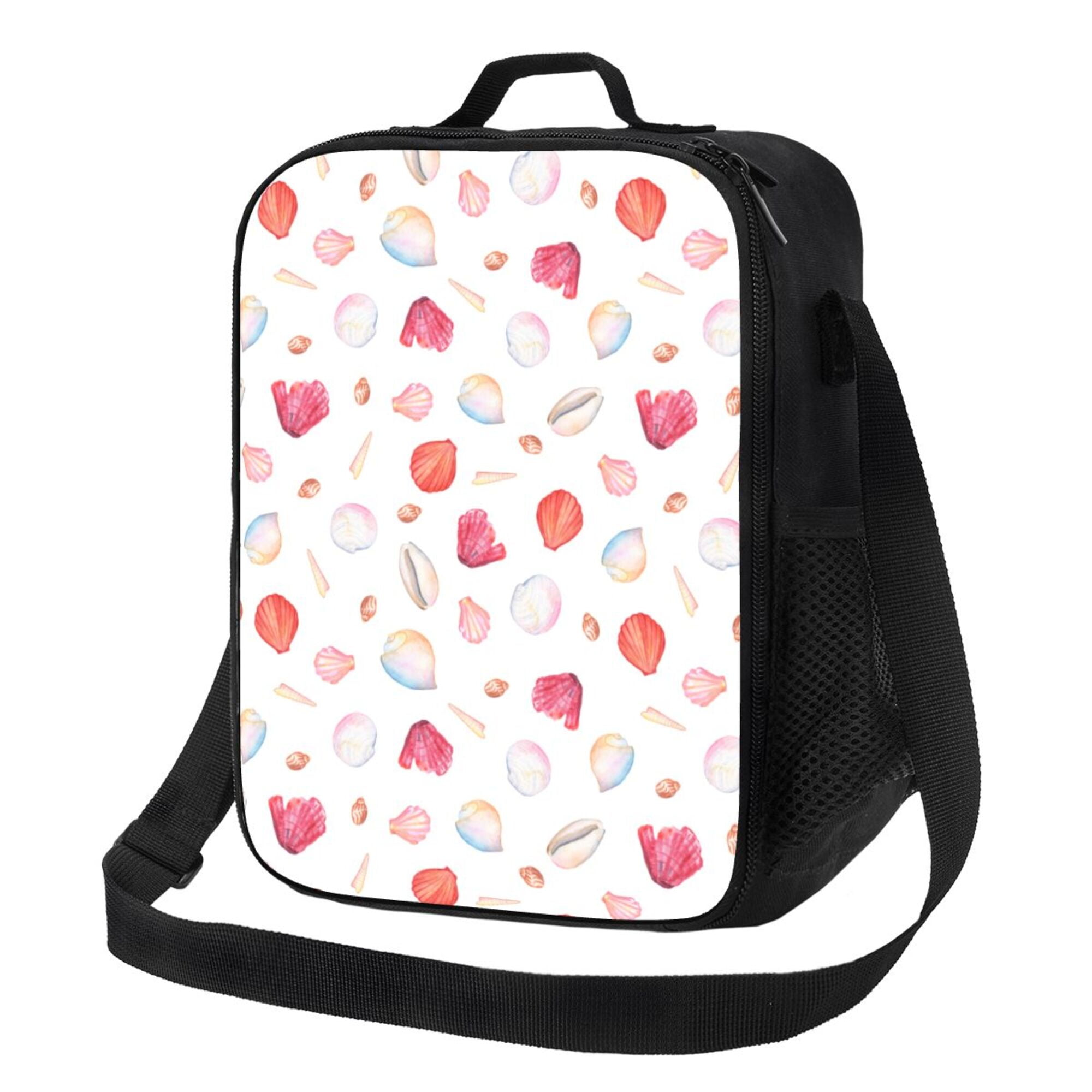 Bingfone Red coral and scallop seashell Reusable Insulated Lunch Bag ...