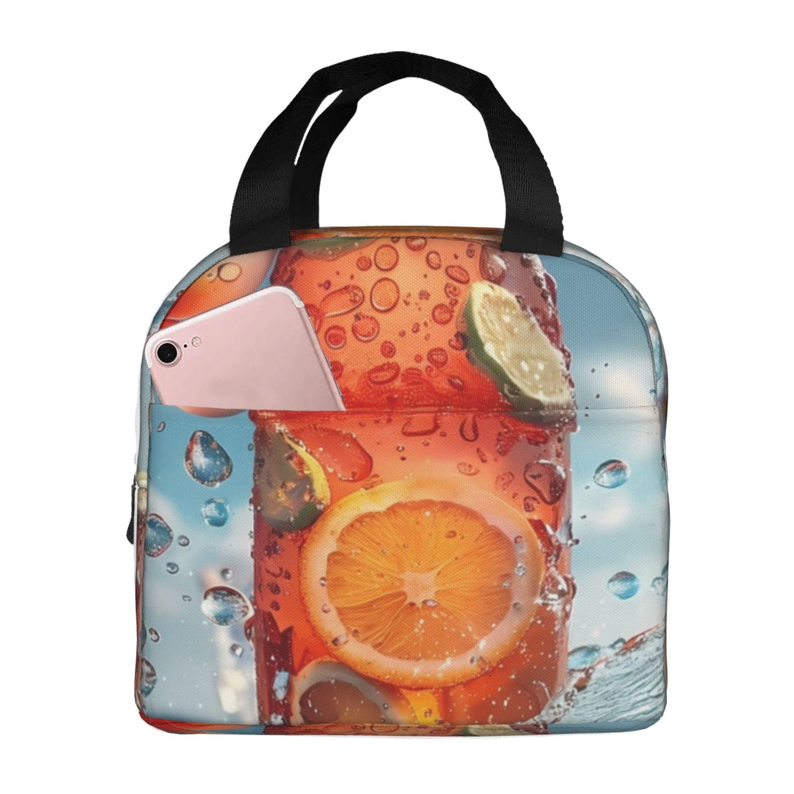 Bingfone Refreshing Citrus Splash Print Lunch Bag Insulated Lunch Box ...