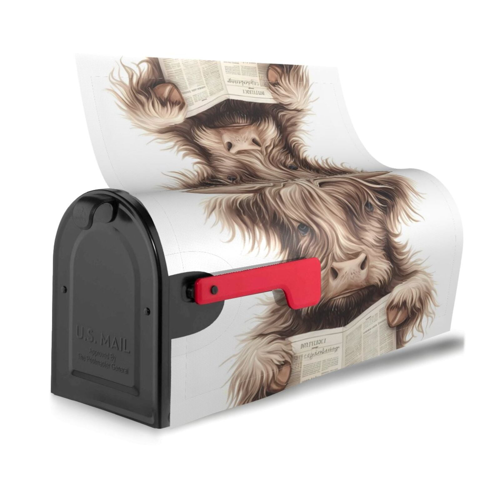 Bingfone Relaxed Cute Cow Reading Magnetic Mailbox Cover Standard Size ...