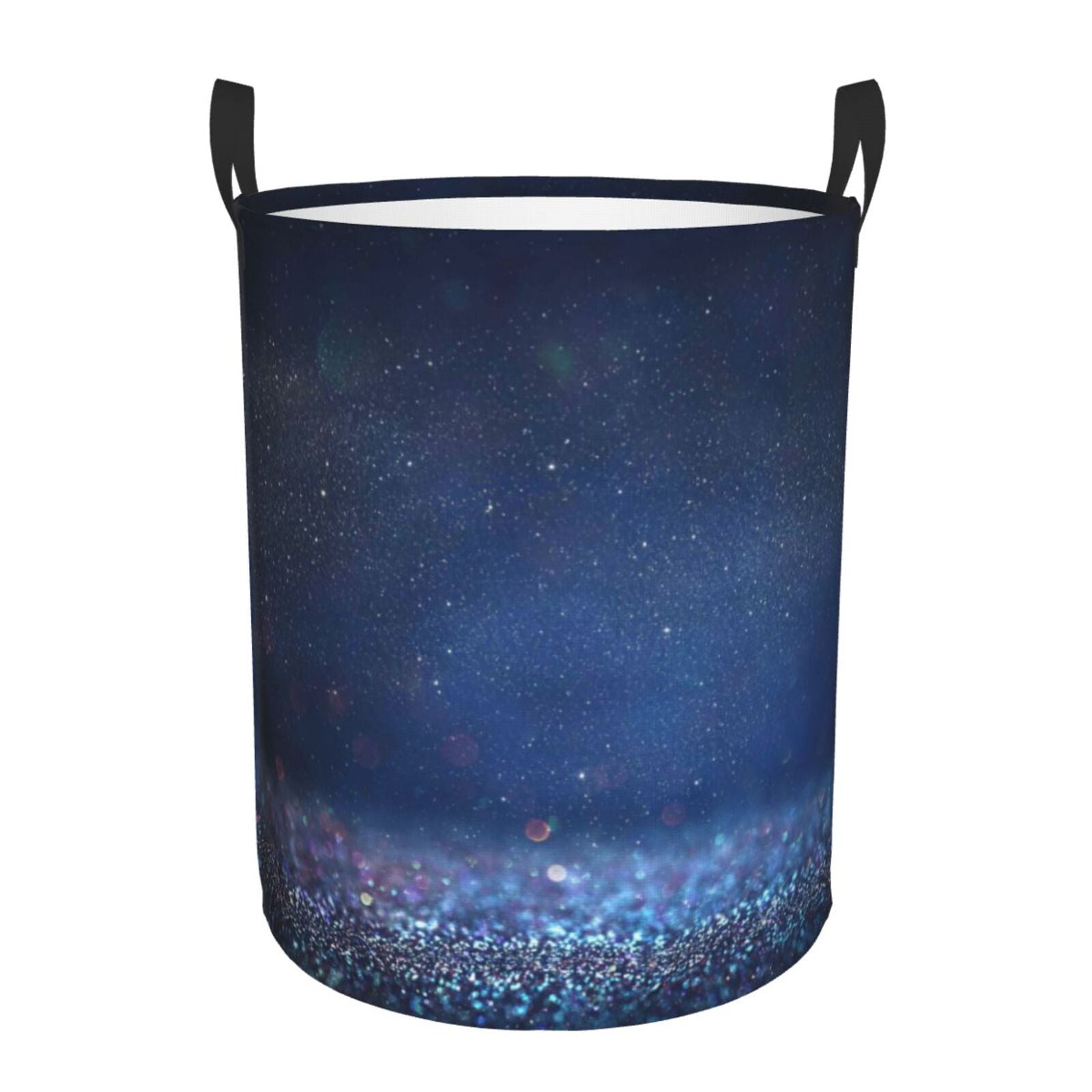 Bingfone Retro Blue Glitter Waterproof Foldable Laundry Hamper Bucket ...