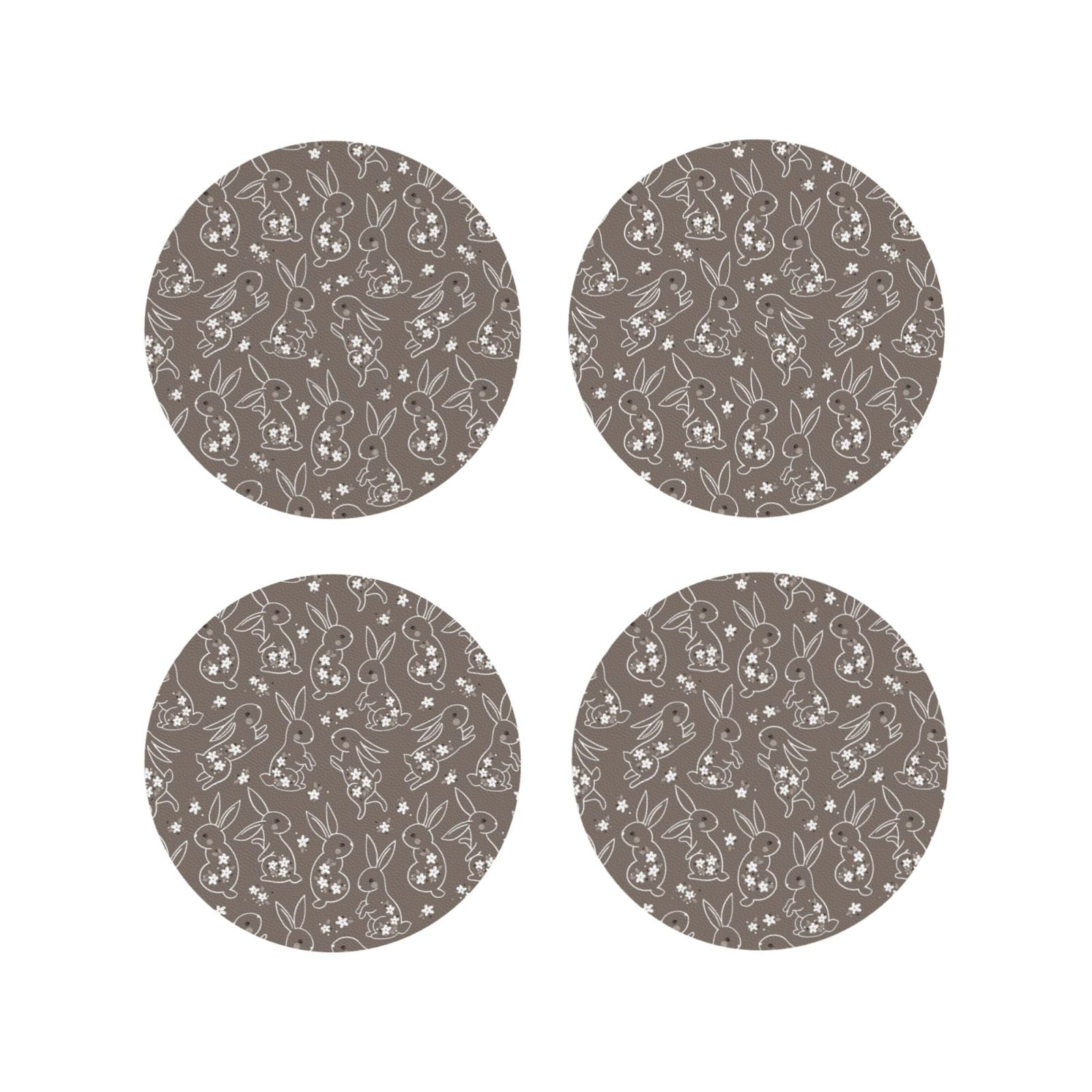 Bingfone Retro Bunny Personalized Coaster Set 4 for Drinks Coffee Table ...