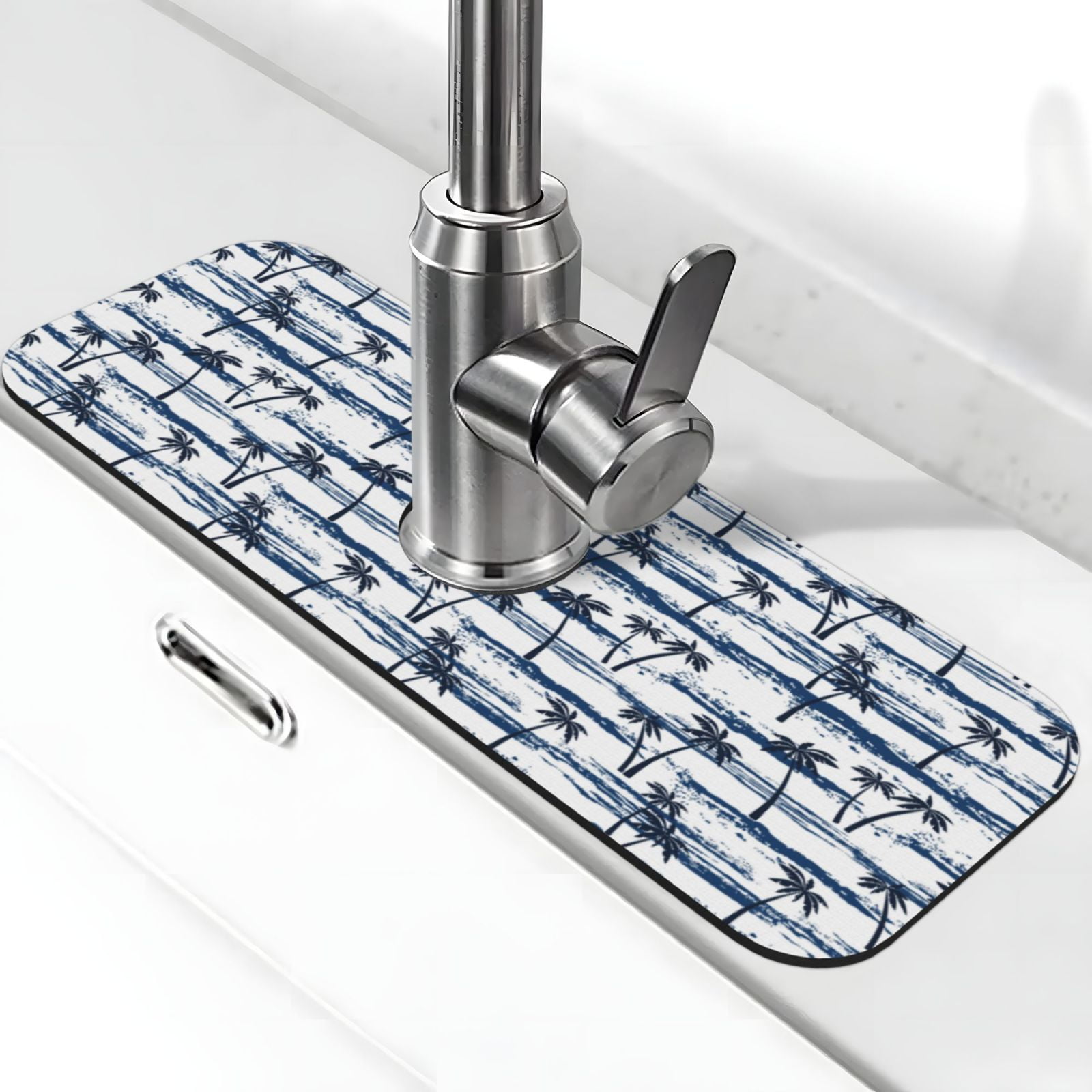 Bingfone Retro Coconut Tree Print Splash Guard for Sink Faucet,Super ...