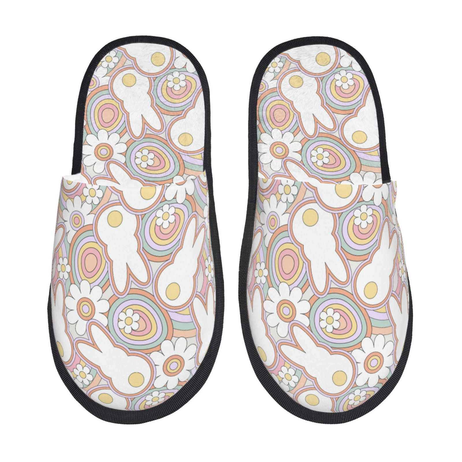 Bingfone Retro Hippie Groovy Easter bunny House Slippers for Women Men ...