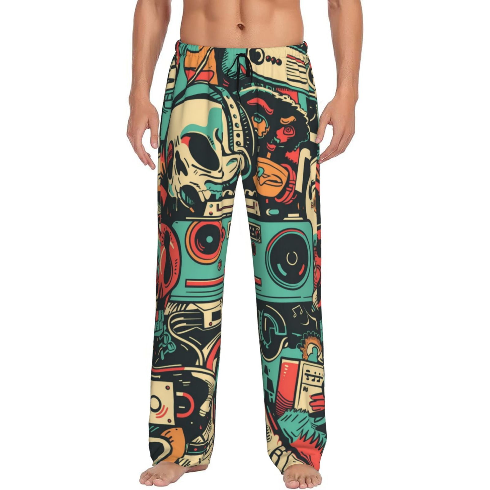 Bingfone Retro Pop Art Collage Mens All Over Print Sleep Pajama Pants ...