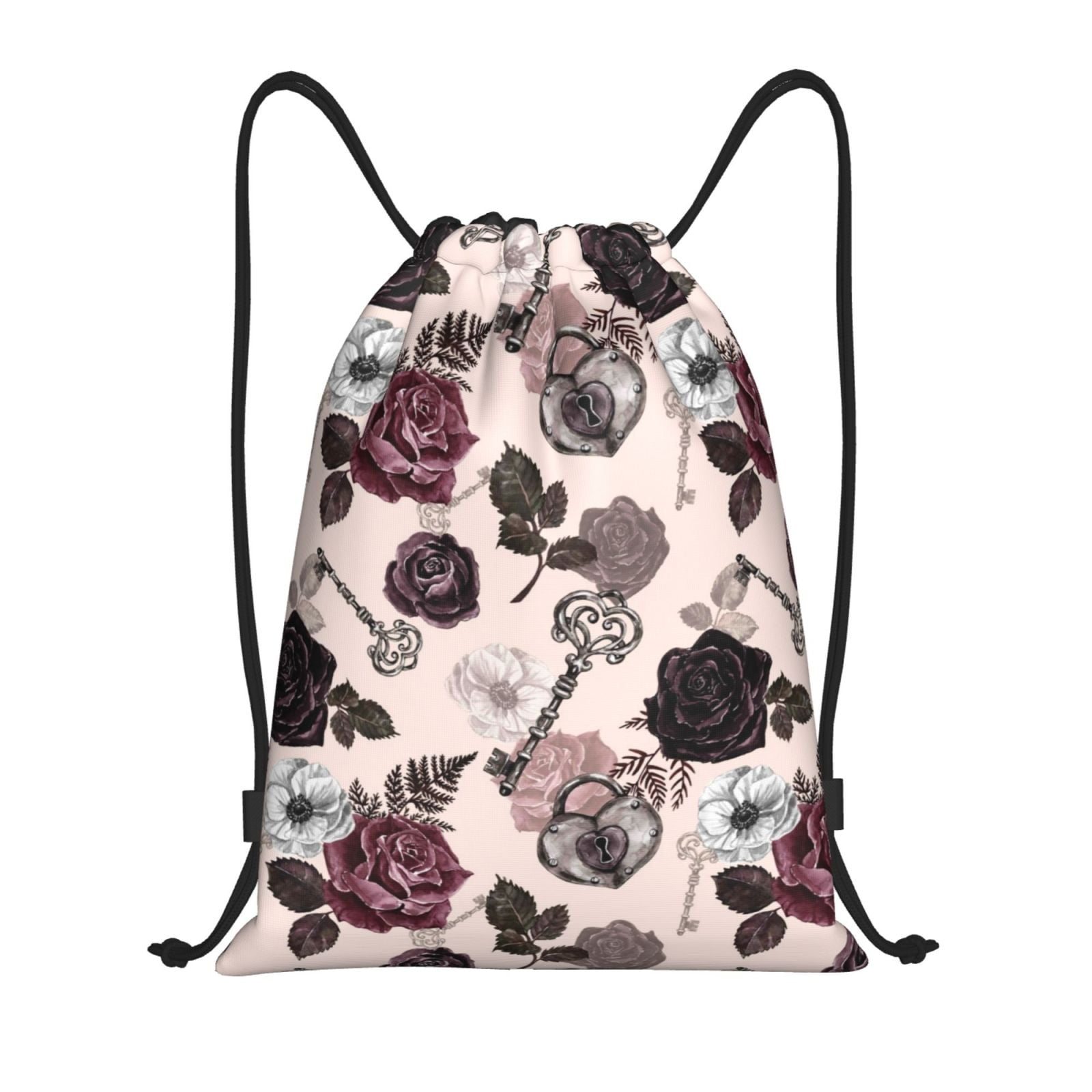 Bingfone Retro Red Black Roses Drawstrings Backpacks Bags For Men Women ...