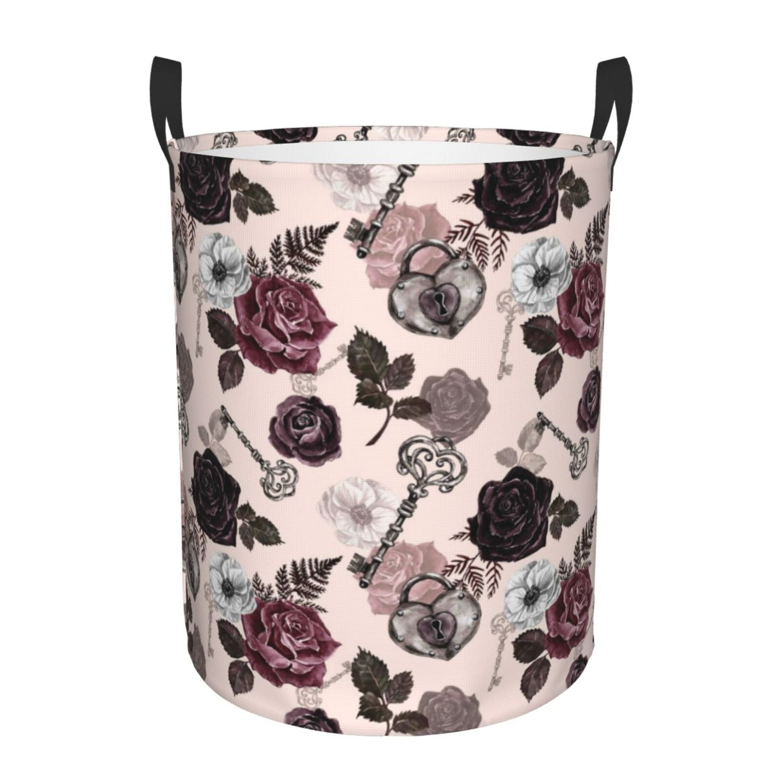 Bingfone Retro Red Black Roses Waterproof Foldable Laundry Hamper ...