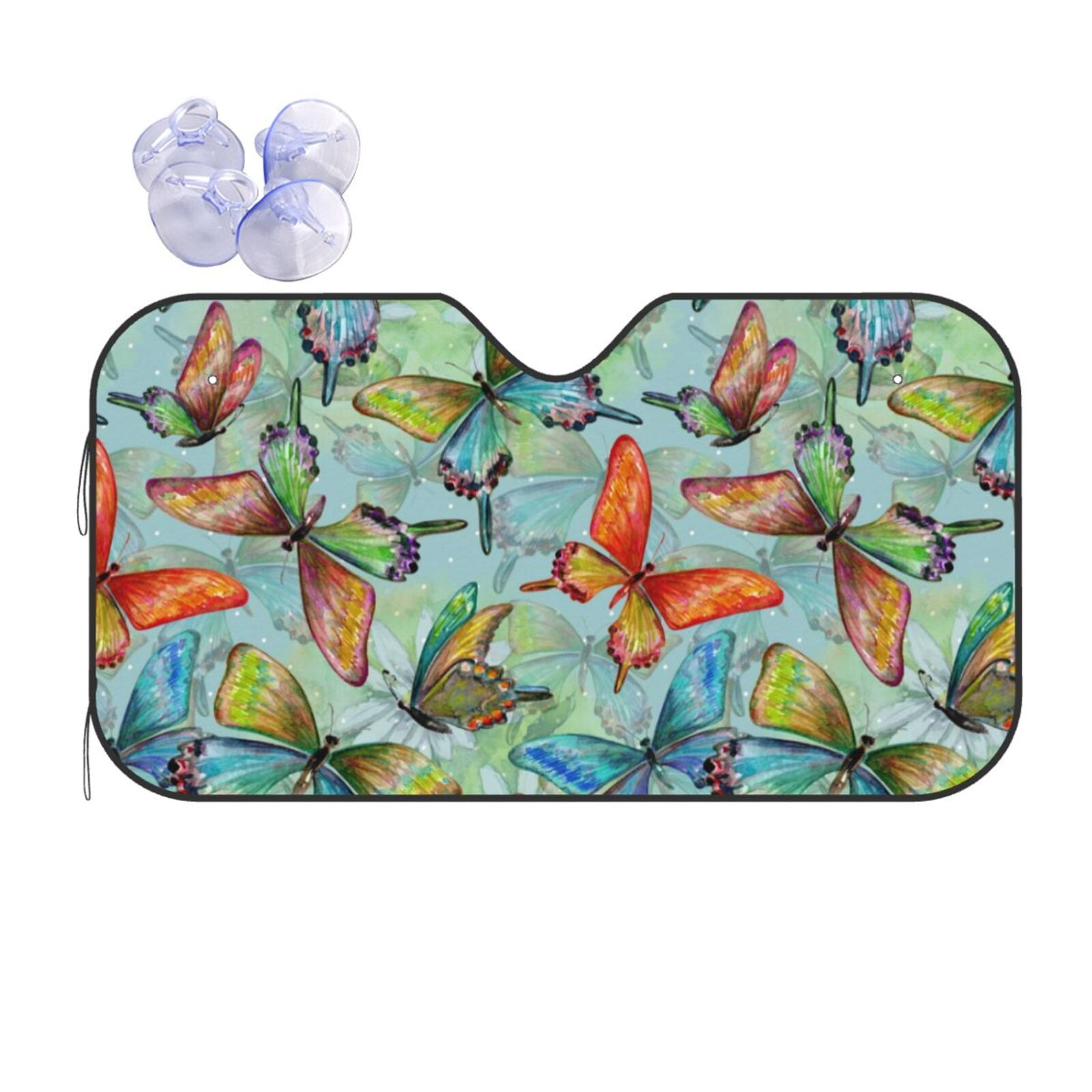 Bingfone Retro Seamless Flying Butterflies Car Windshield Sun Shade ...