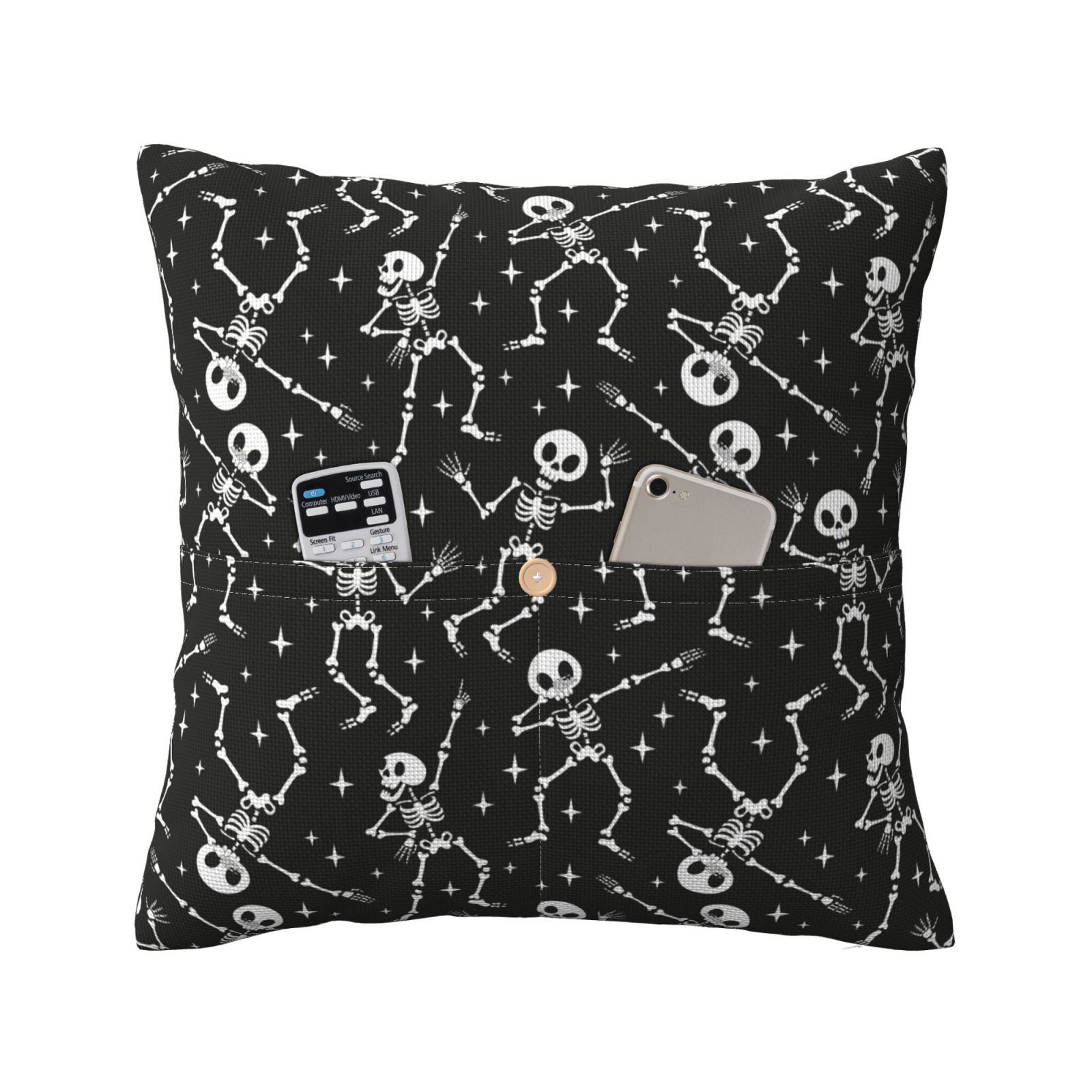 Bingfone Retro Skeleton Dancing On Halloween Party Linen Throw Pillow ...