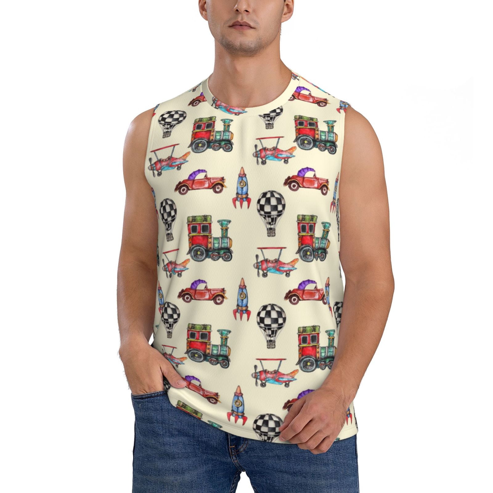 Bingfone Retro Steampunk Vehicle1 Pattern Men's Tank Tops Workout ...