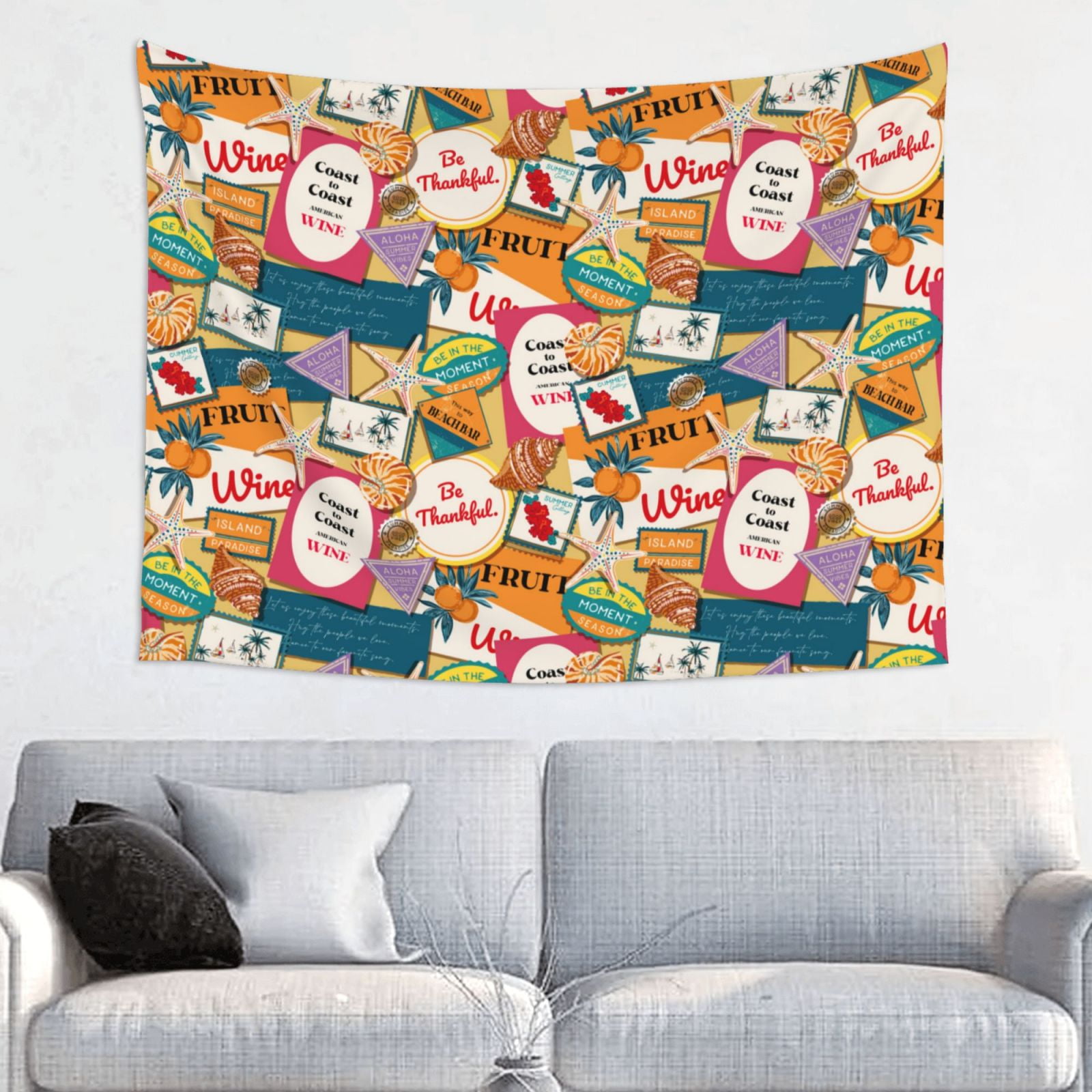 Bingfone Retro Summer Stamp Tapestry Wall Hanging Decor for Living Room ...