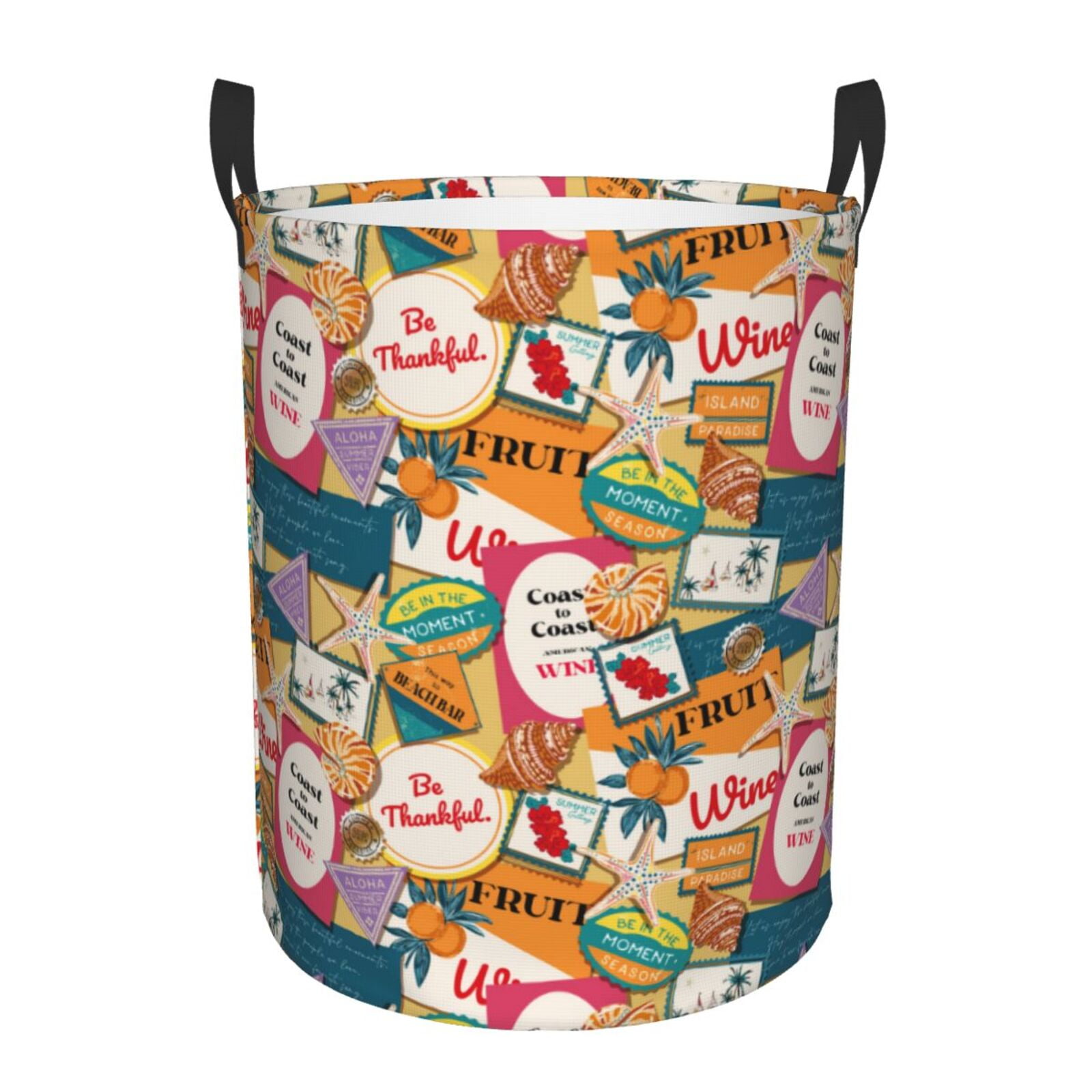 Bingfone Retro Summer Stamp Waterproof Foldable Laundry Hamper Bucket ...