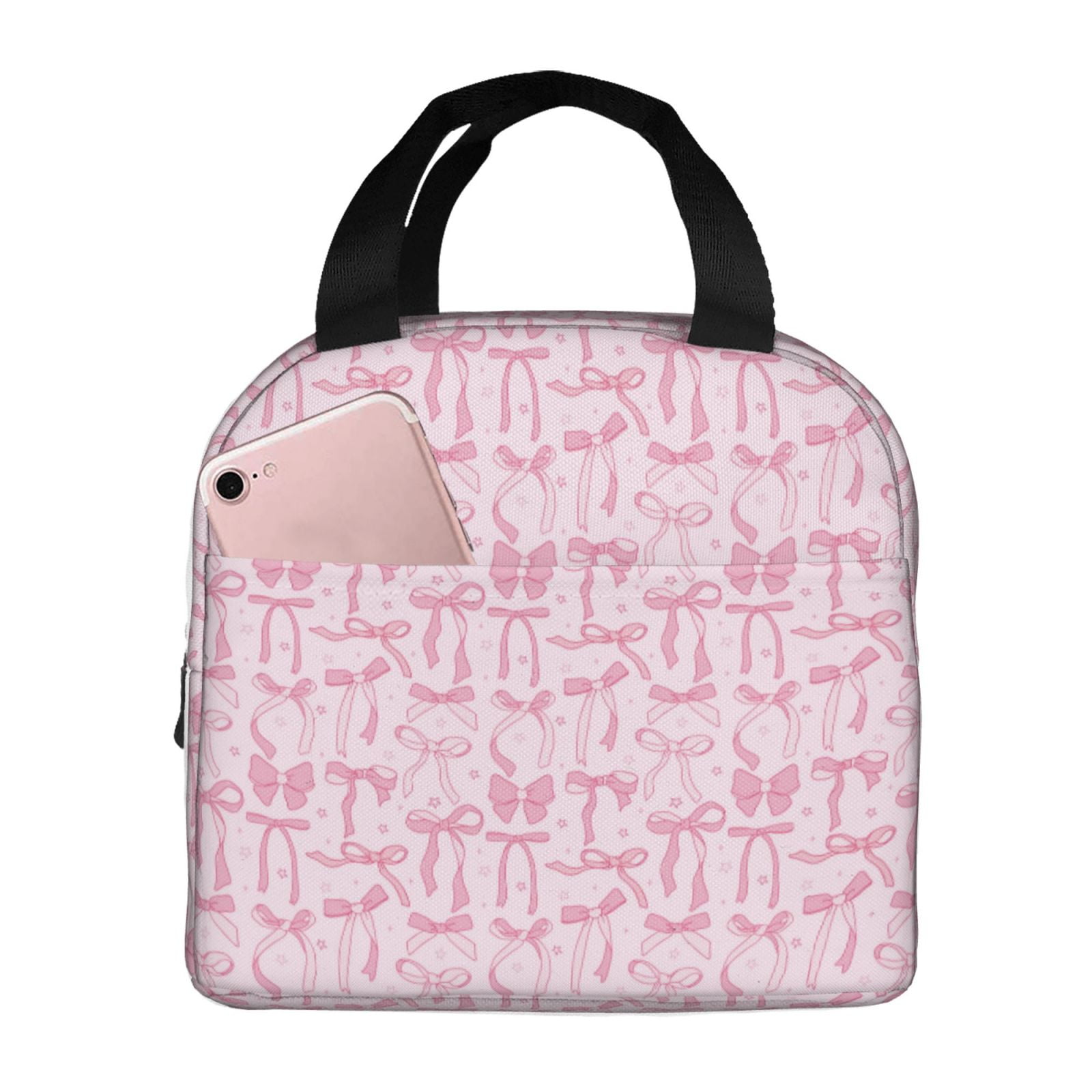 Bingfone Ribbon Bow Print Lunch Bag Insulated Lunch Box, Small ...