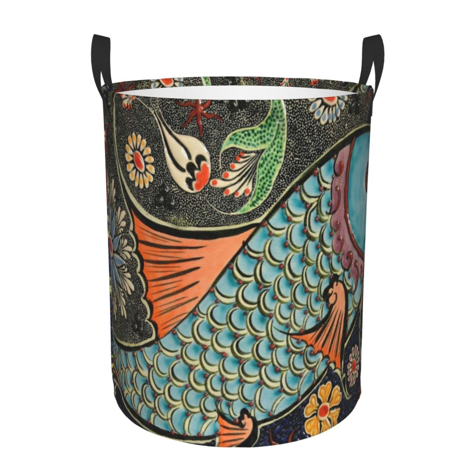 Bingfone Rich Fish Waterproof Foldable Laundry Hamper Bucket With ...