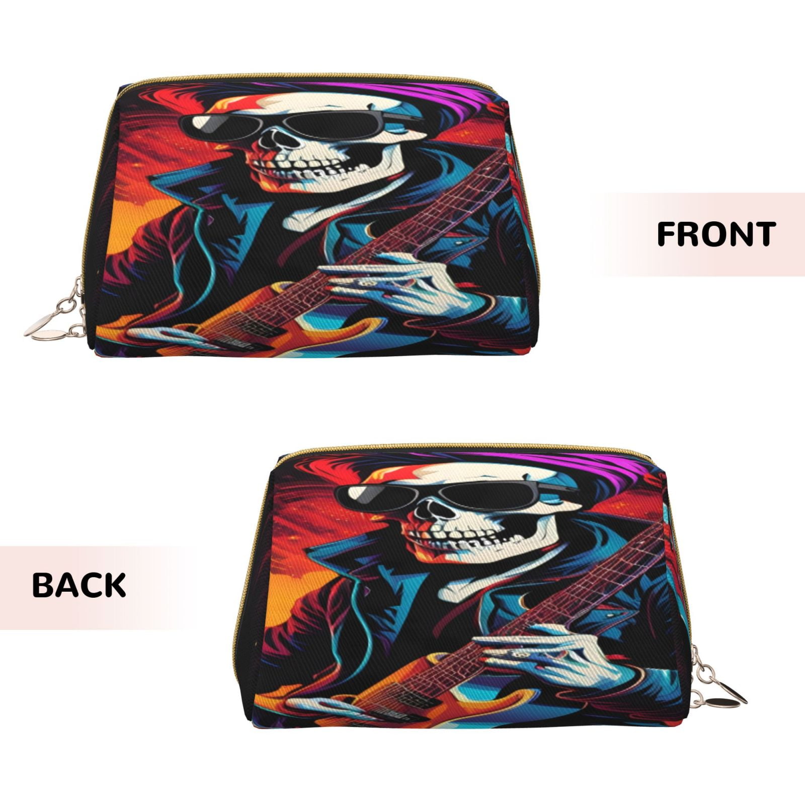 Bingfone Rock Skull Singer Print Leather Makeup Bag, Portable Hand-held ...