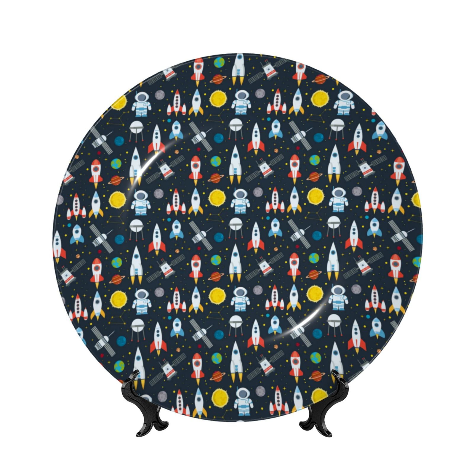 Bingfone Rocket Space Print Bone China Dinner Decorative Plates ...