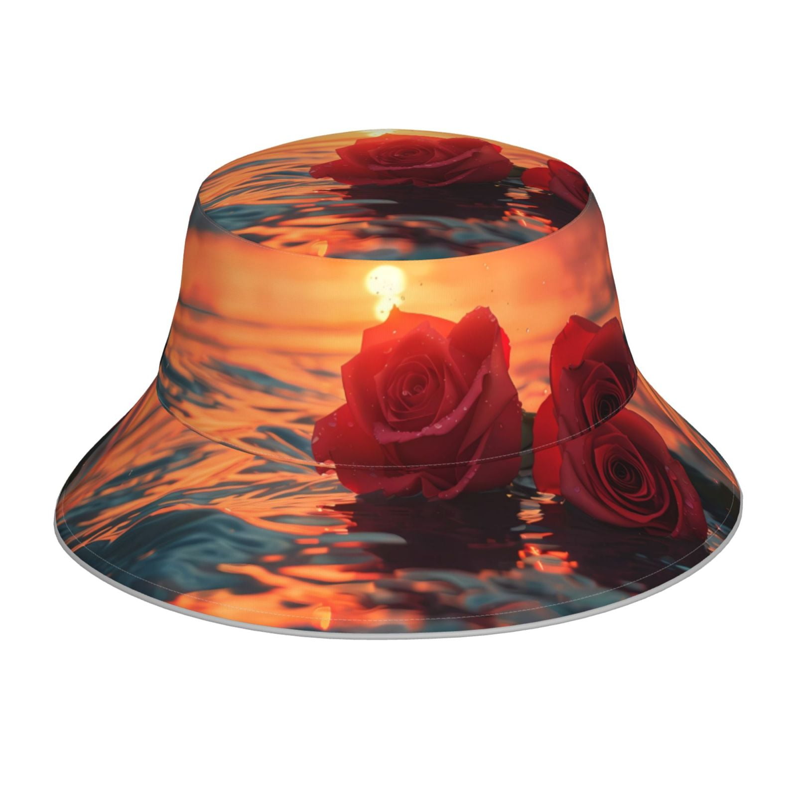 Bingfone Romantic Roses Sunset Ocean Bucket Hat for Men Women,Packable ...