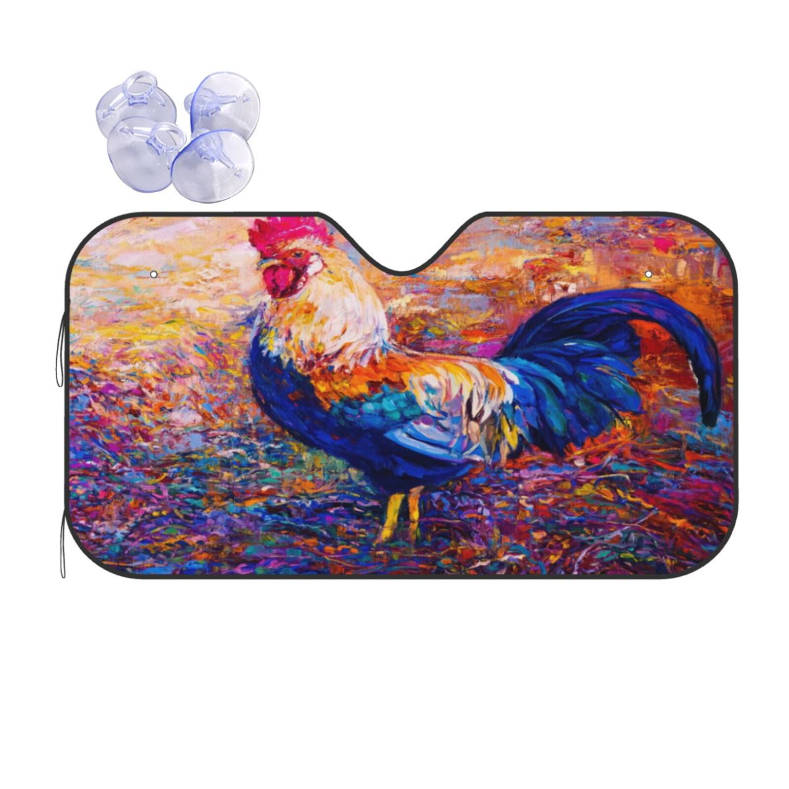 Bingfone Rooster Oil Painting Car Windshield Sun Shade Protector Keep ...