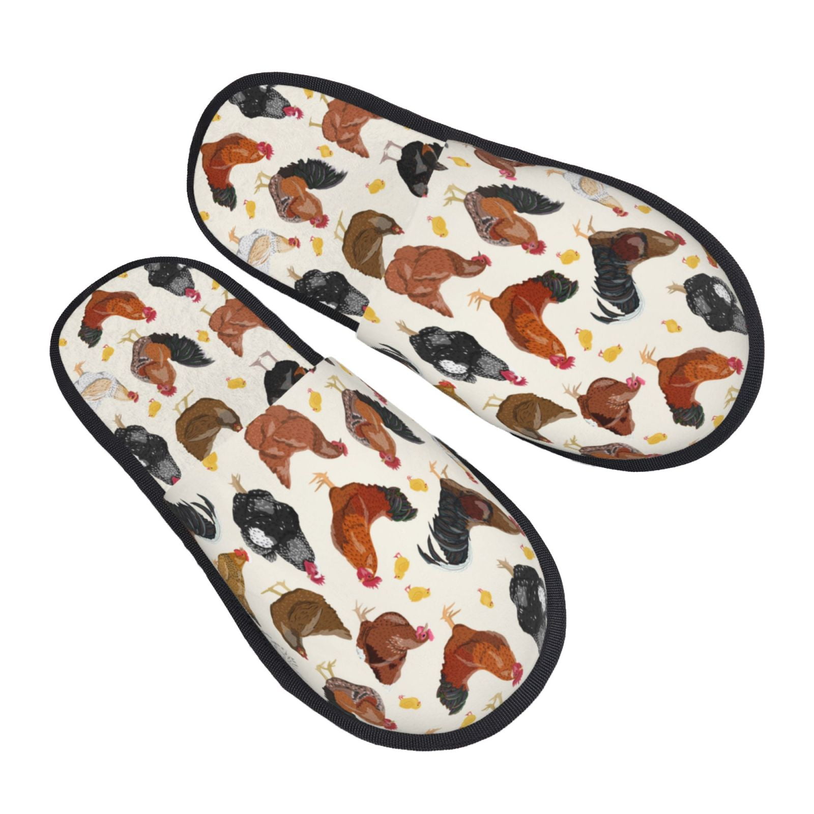 Bingfone Roosters And Chickens House Slippers For Women Men With Soft ...