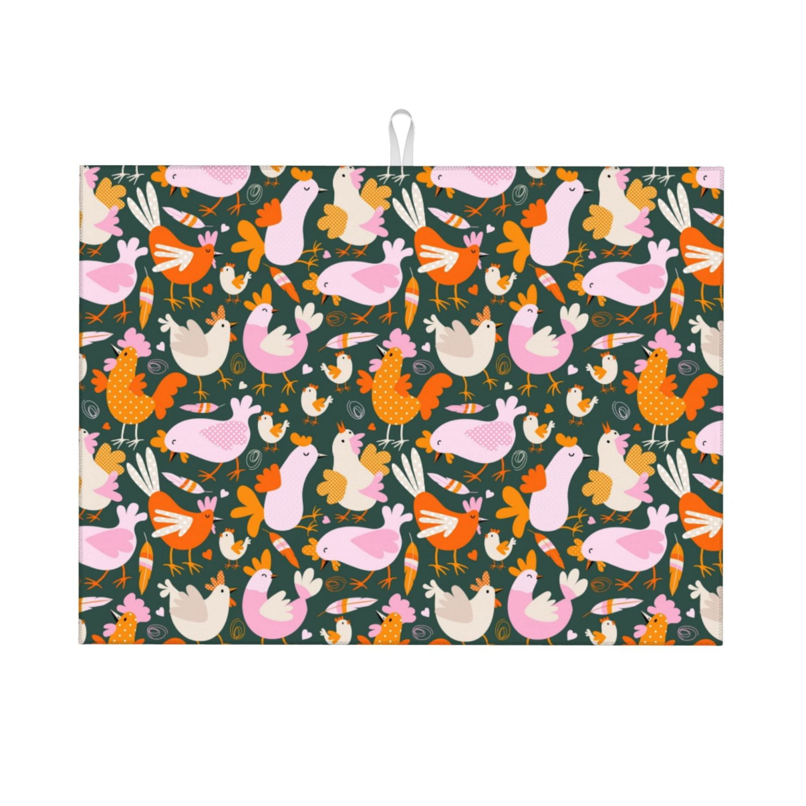 Bingfone Roosters and Chicks ,18" x 24"Dish Drying Mat for Kitchen ...