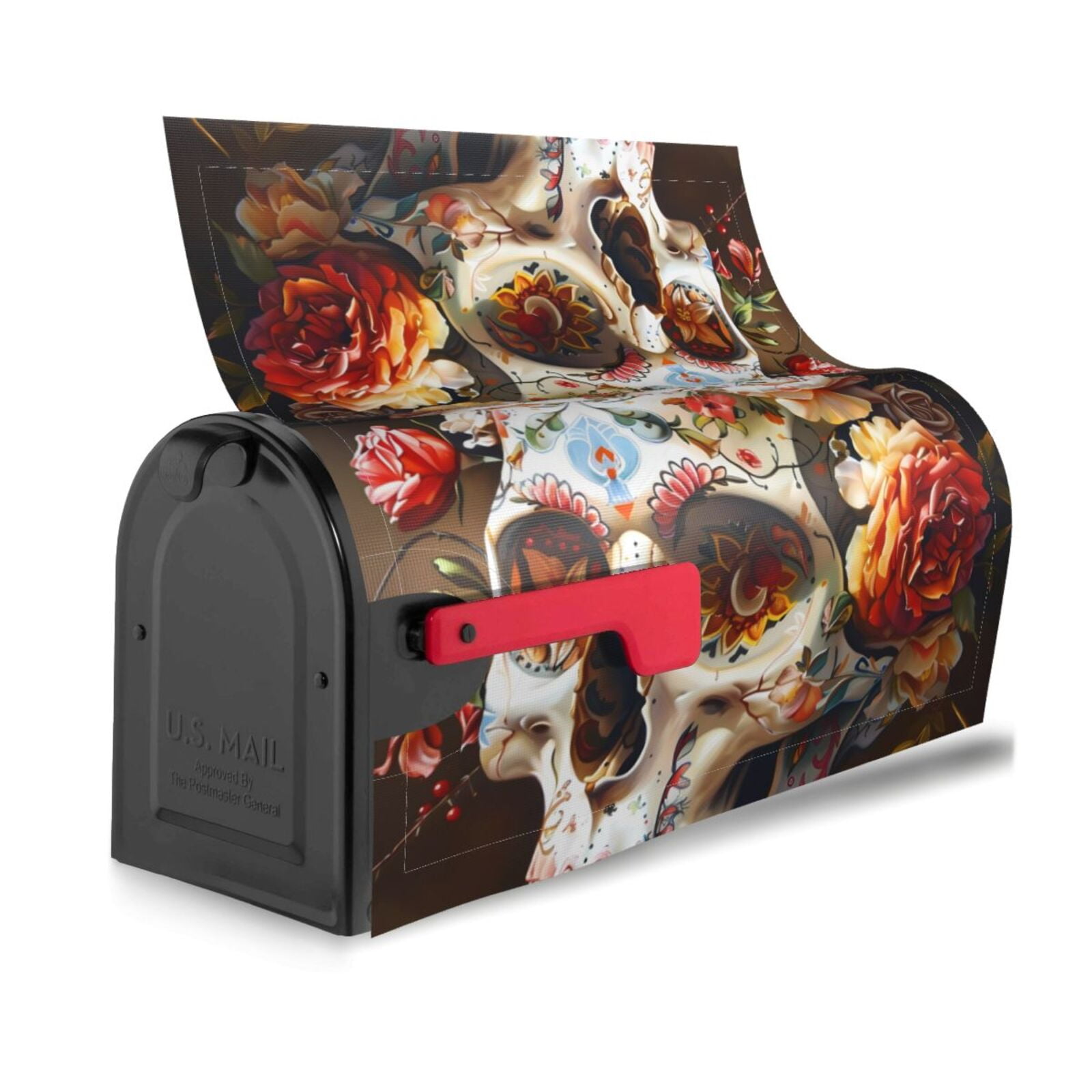 Bingfone Rose Floral Skull Magnetic Mailbox Cover Standard Size for ...