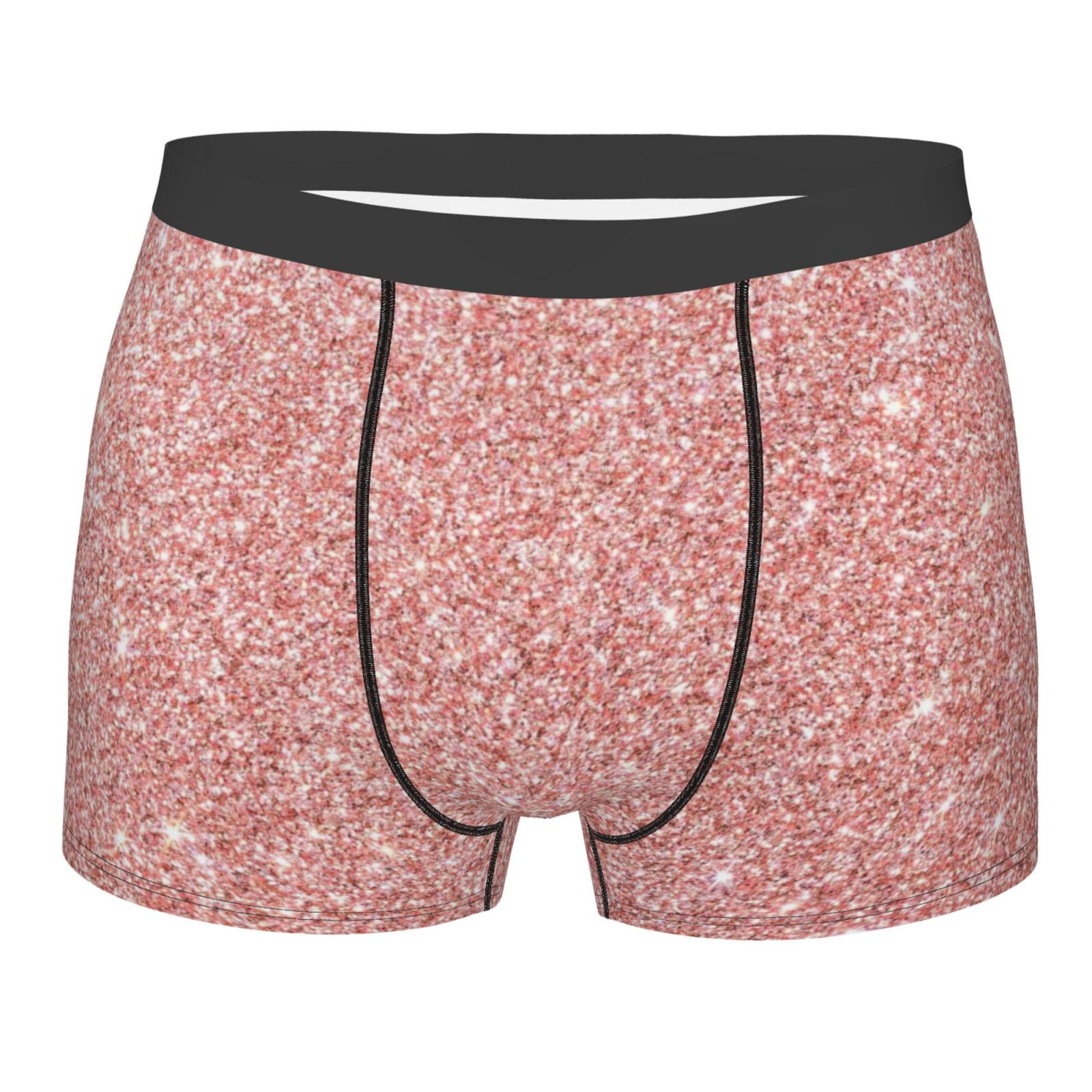 Bingfone Rose Gold Pink Glitter Men'S Underwear - Casual Stretch Boxer ...