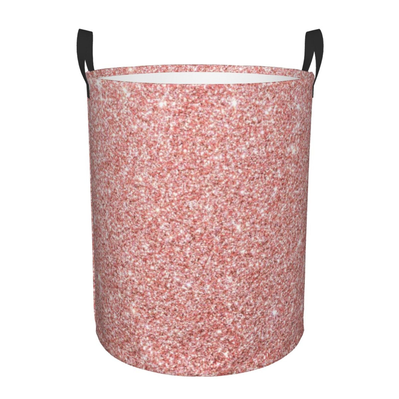Bingfone Rose Gold Pink Glitter Waterproof Foldable Laundry Hamper ...
